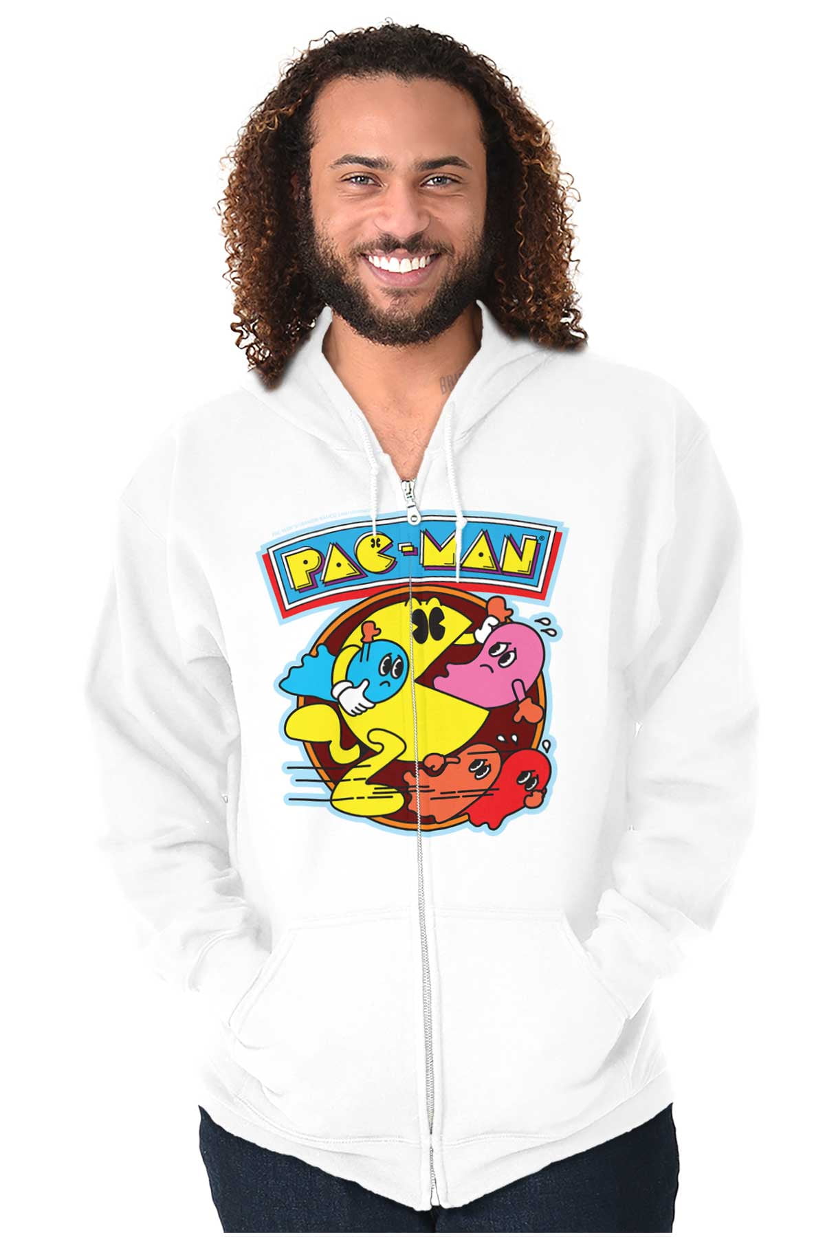 PACMAN Video Arcade Game Ghost Chomp Zip Up Hoodie Men's Women's Brisco ...