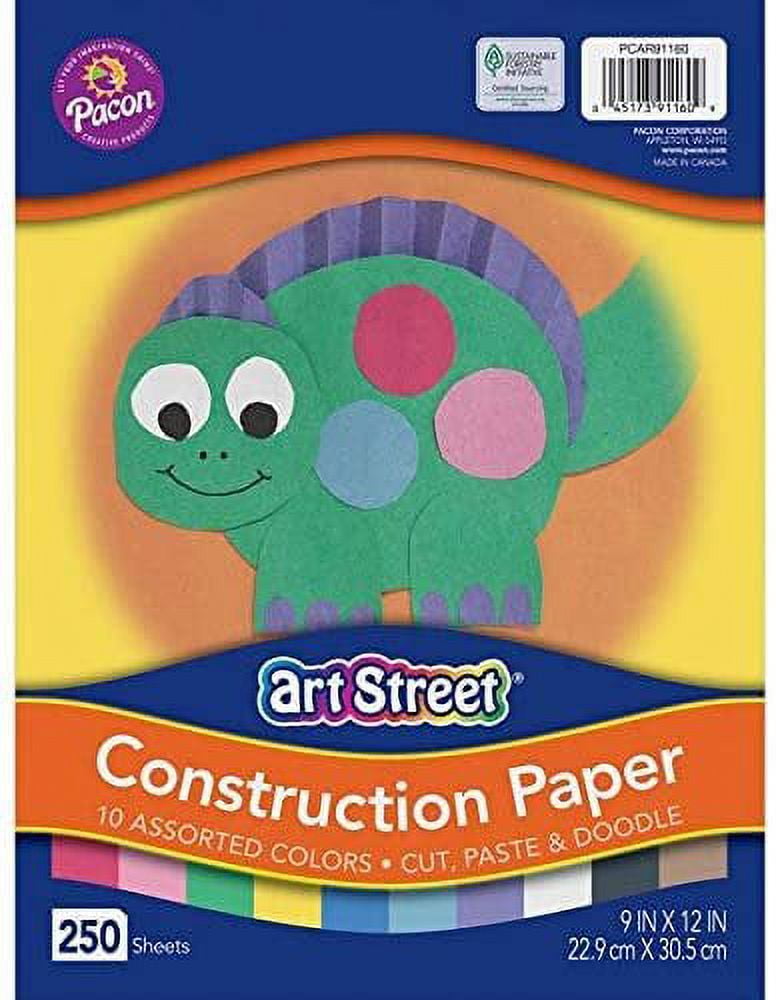 PACON Art Street Lightweight Construction Paper, 10 Assorted Colors, 9 ...