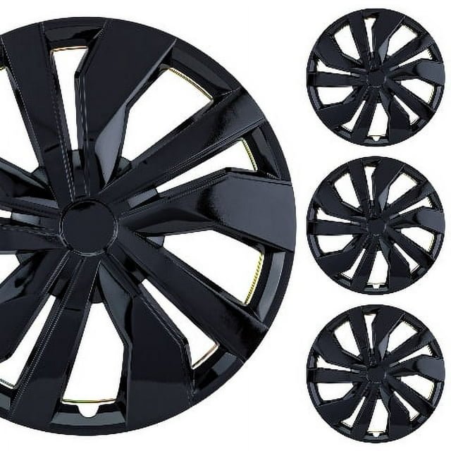 PacRim 15" Gloss Black Wheel Covers |Hubcap Set |Universal Fit for 15 ...