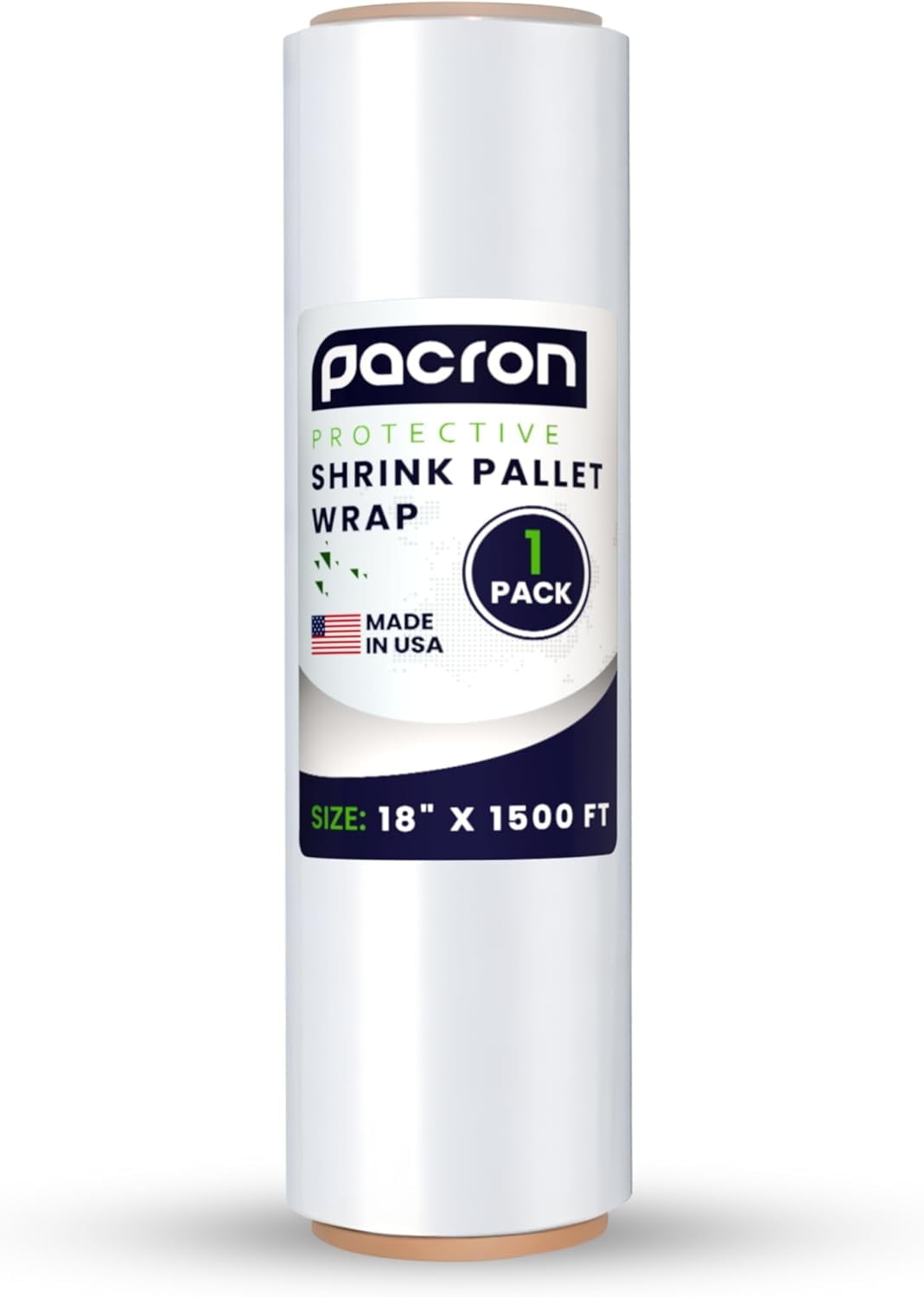 PACRON Pre-Stretched Stretch Wrap – 1 Roll, 18" x 1500FT, 33 Gauge (80G ...