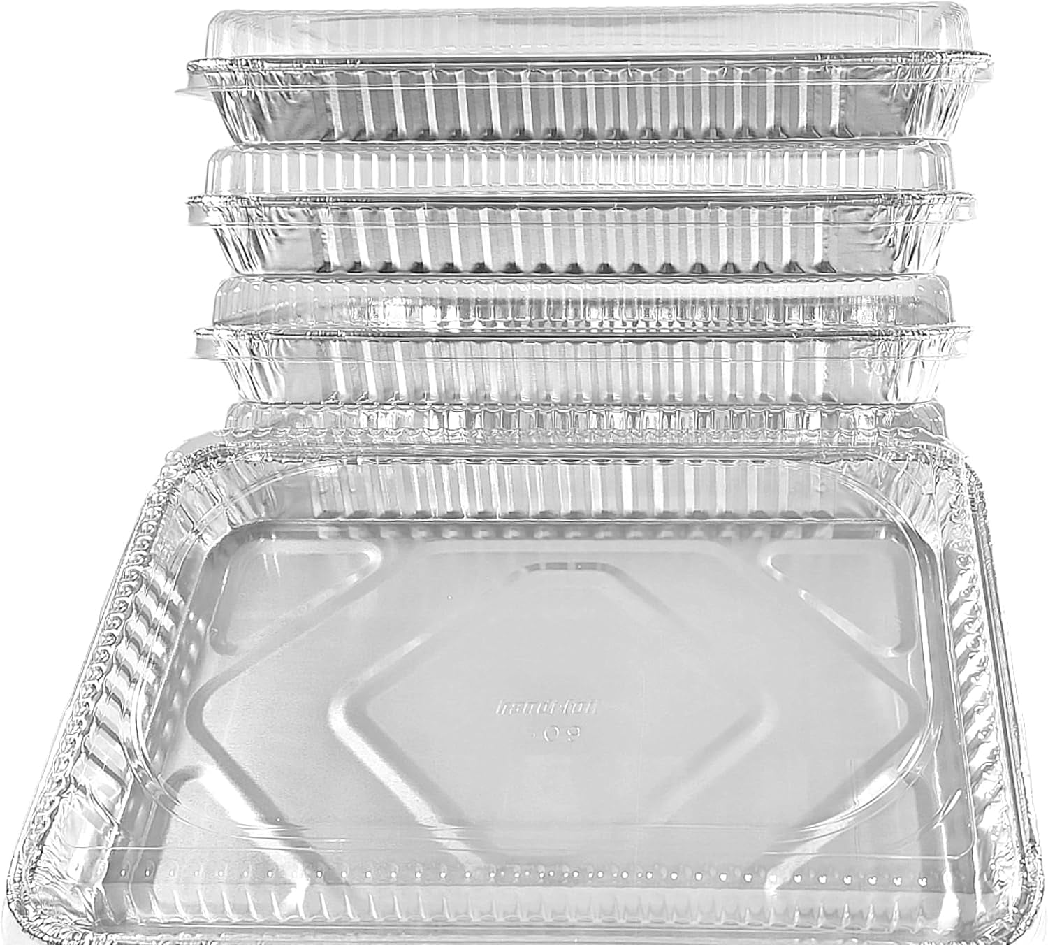 PACTOGO 1/4 Size Sheet Cake Aluminum Foil Pan w/Clear Low Dome Lid 12.75 L x 8.75 W x 1.25 D ...