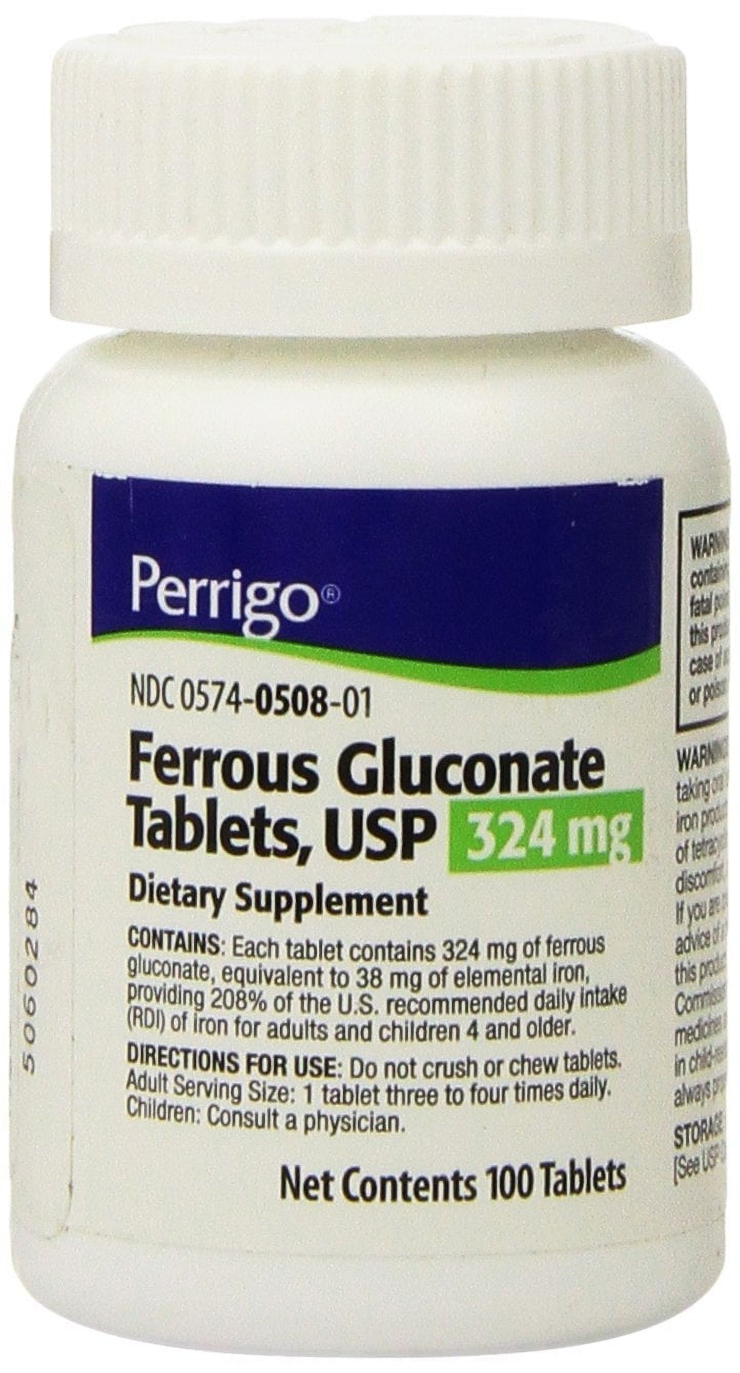 Paddock Laboratories Ferrous Gluconate Tablets, 324mg, Iron Supplement ...