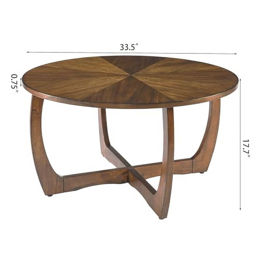 PADMA HOUSE Round Wood Coffee Table with Curved Legs, Farmhouse ...