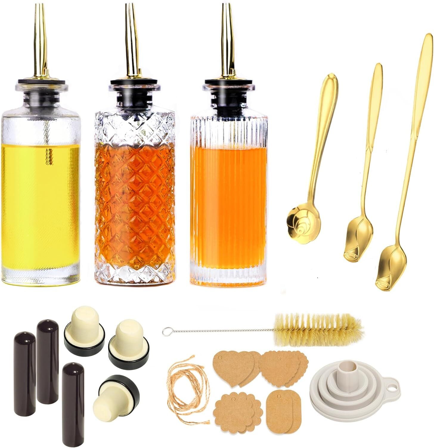 PADUKU Syrup Dispenser Bottles Set 7 OZ Glass Syrup Pump Dispenser with ...