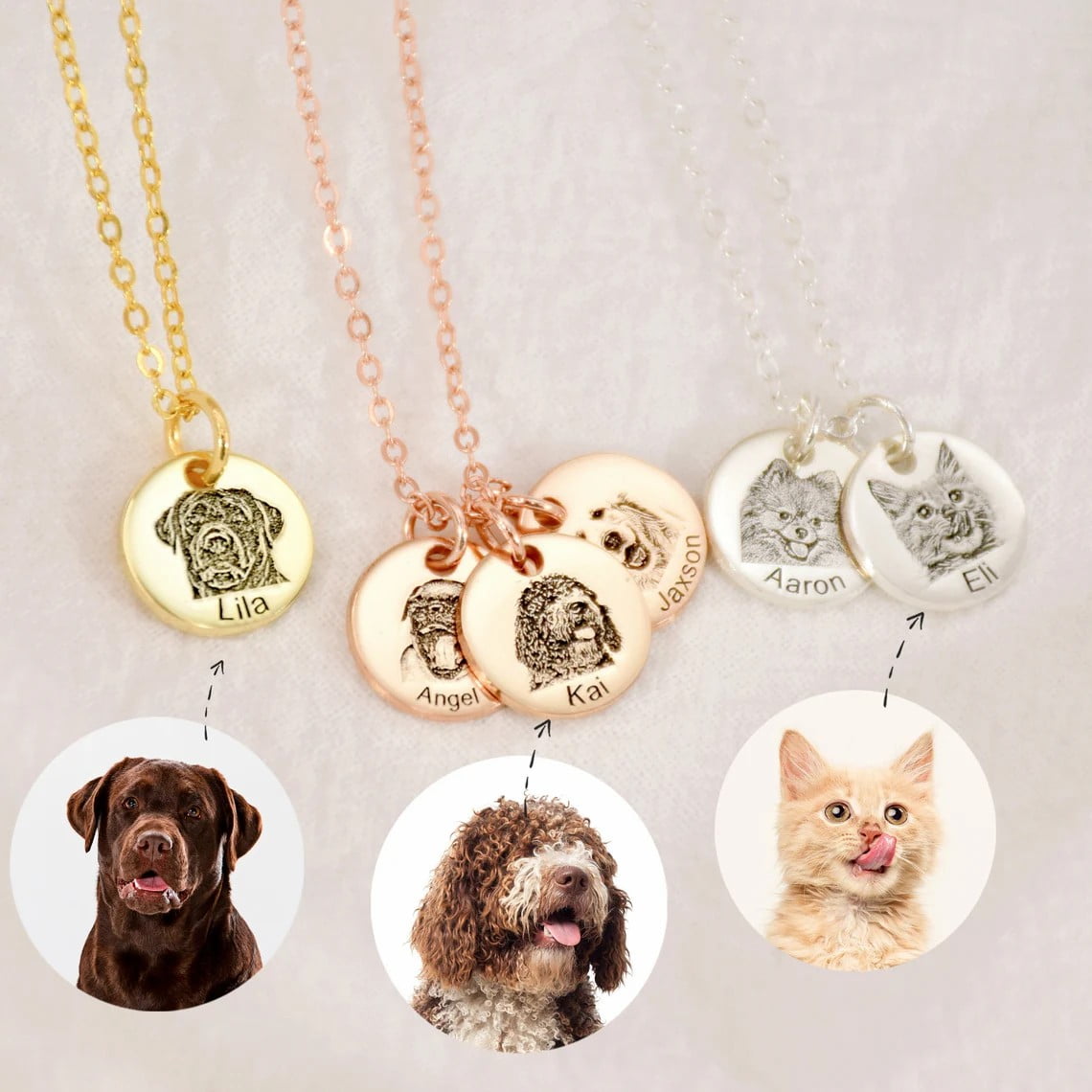 PADuo - Personalized Pet Portrait Necklace, Handmade Pet Memorial ...