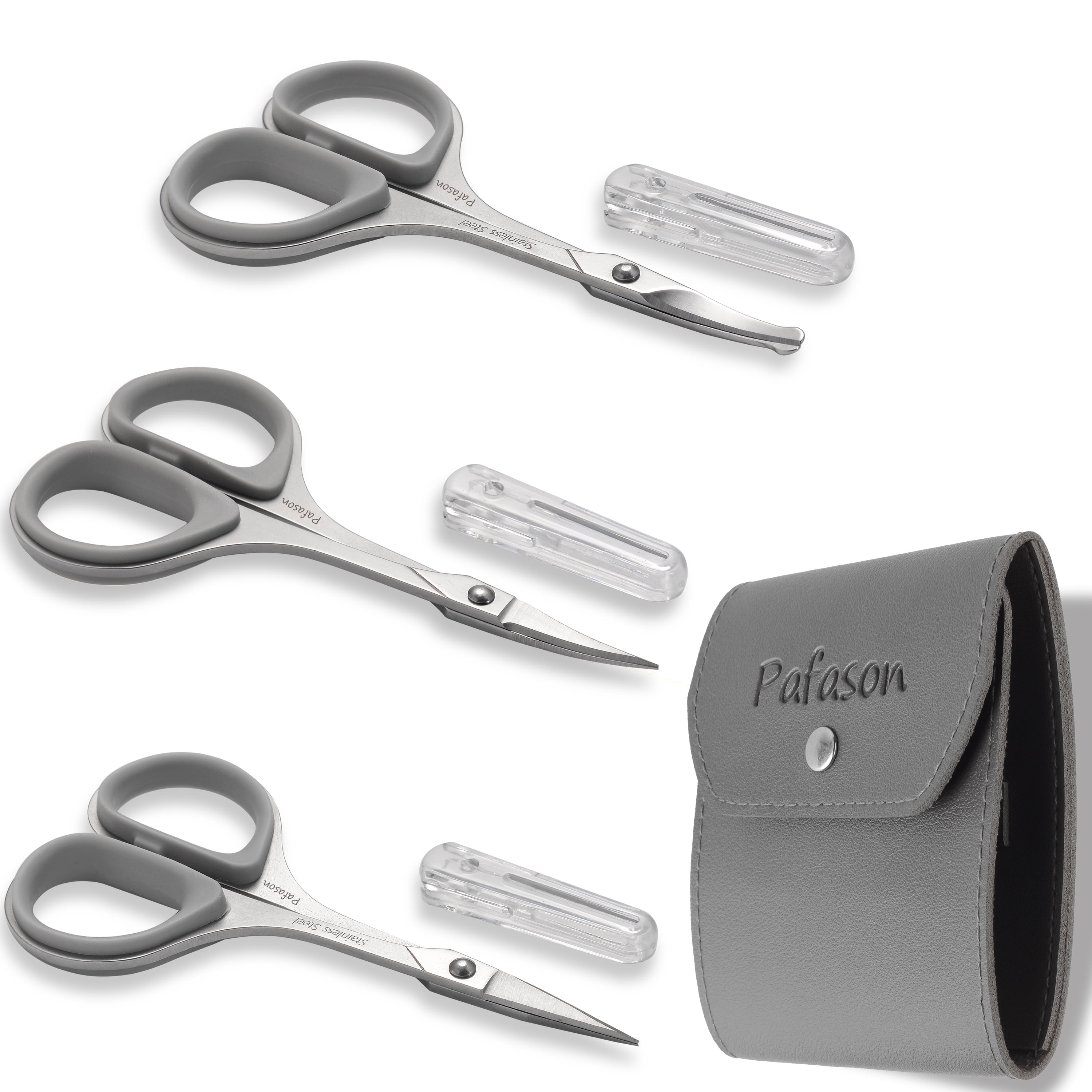 PAFASON Ultra Sharp Beard Scissor Set, High Precision Straight Curved ...