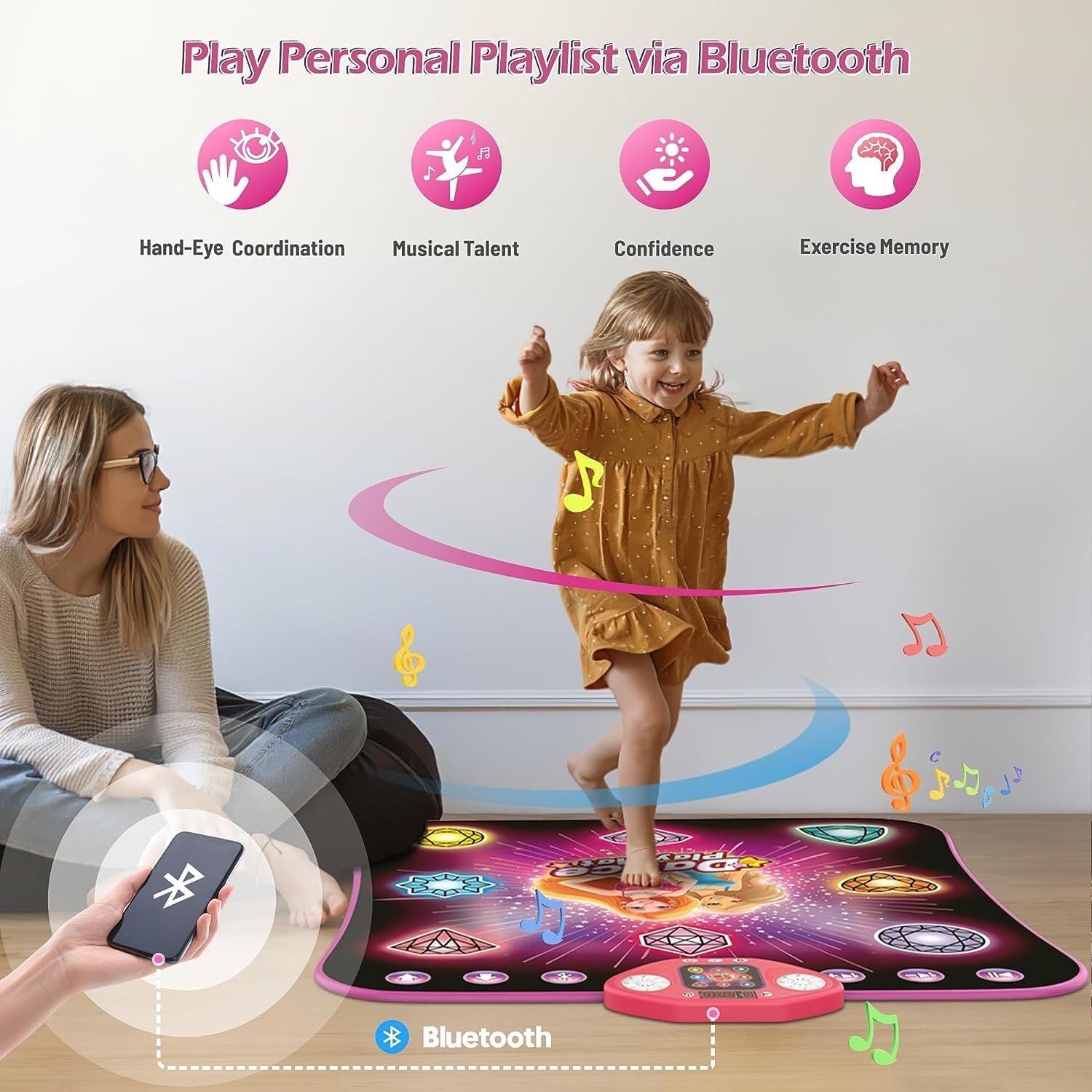 PAFOLO Kids' Light Up Dancing Mat with 8 Buttons, 6 Modes, Bluetooth ...