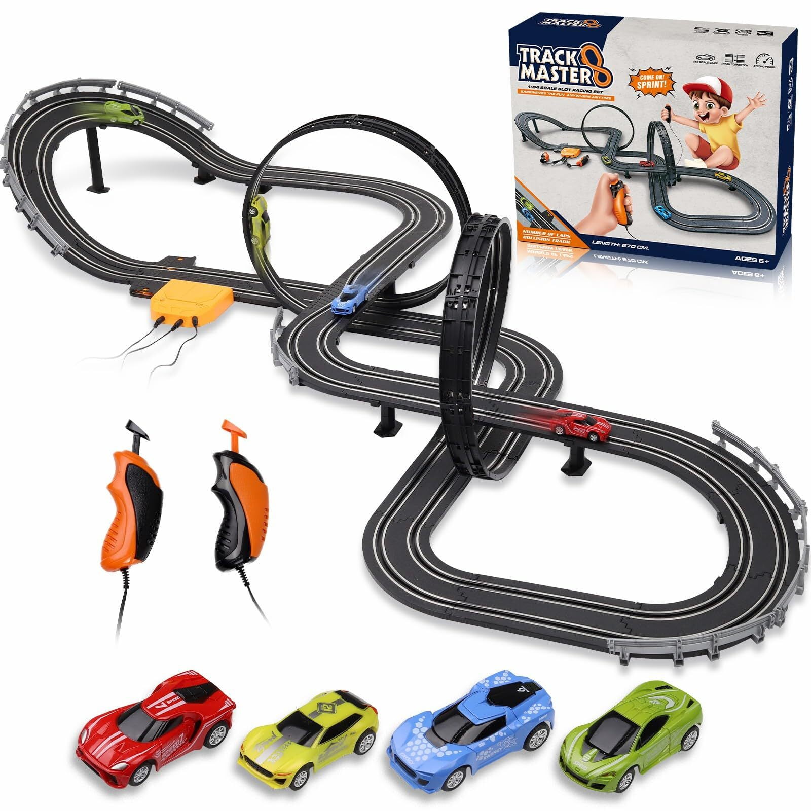 PAFOLO Car Toys Slot Car Race Track Toys with 4pcs Speed Cars and 22FT ...
