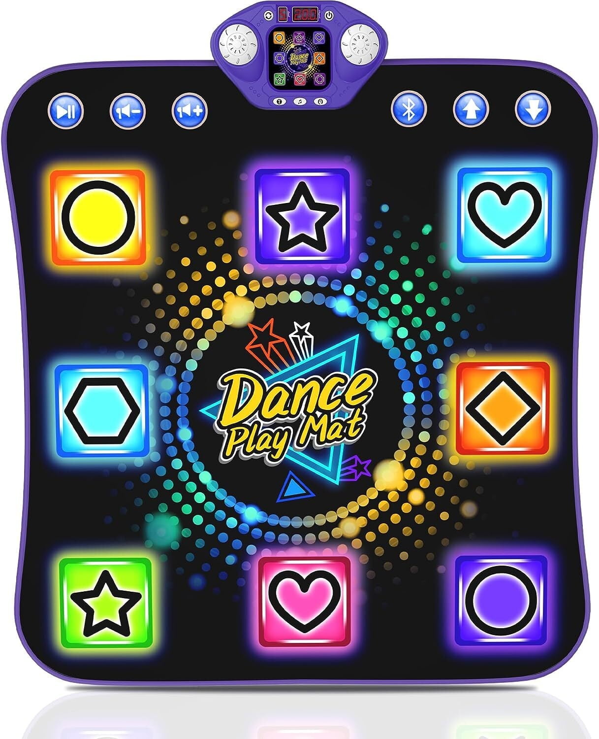 PAFOLO Dance Mat - 8 Buttons, 27 Levels, Bluetooth, Light-Up Mat for ...
