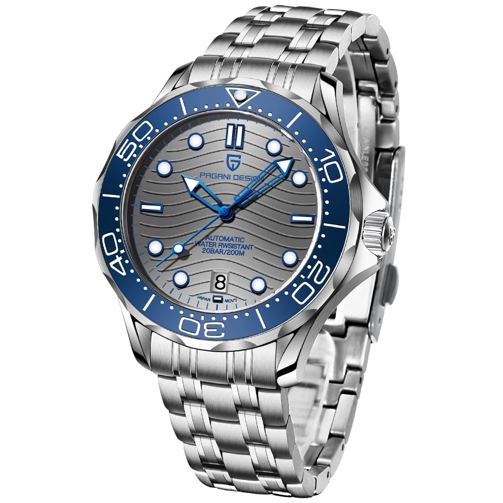 PAGANI DESIGN 42mm Men's Automatic Watch, Stainless Steel, Waterproof ...