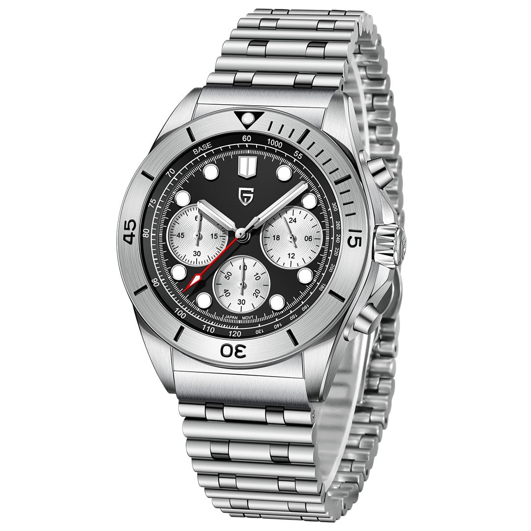 PAGANI DESIGN Men's 42mm Stainless Steel Waterproof Quartz Watch with ...