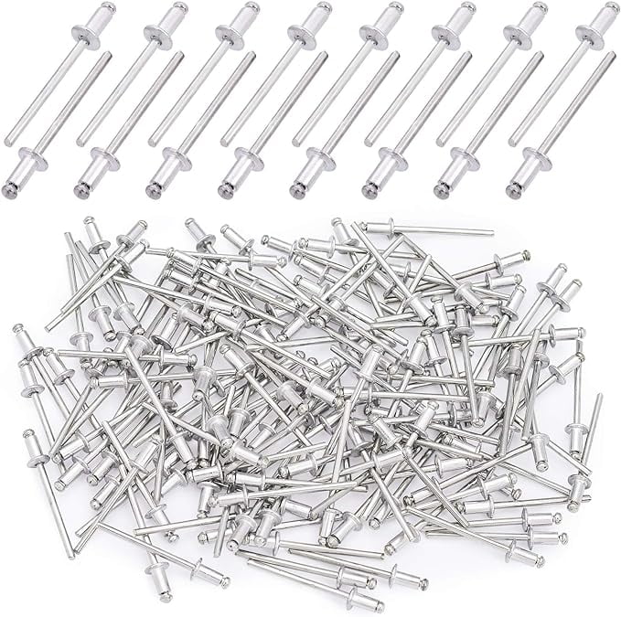 PAGOW 150pcs 1/8 x 1/4 Inch (3.2 x 6 x 6 mm) Flange Aluminum Blind ...