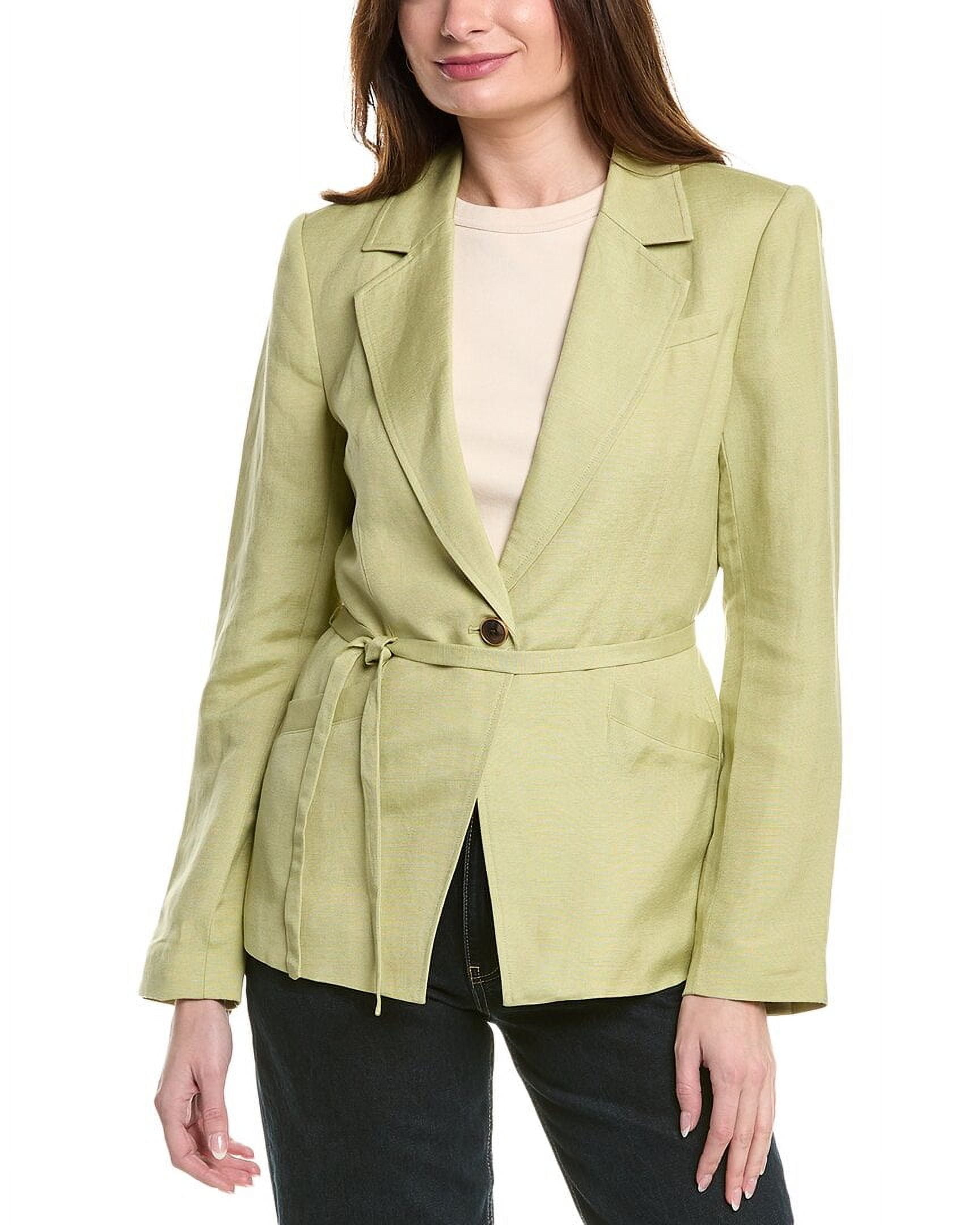 PAIGE womens Genova Linen-Blend Blazer, 2, Green - Walmart.com