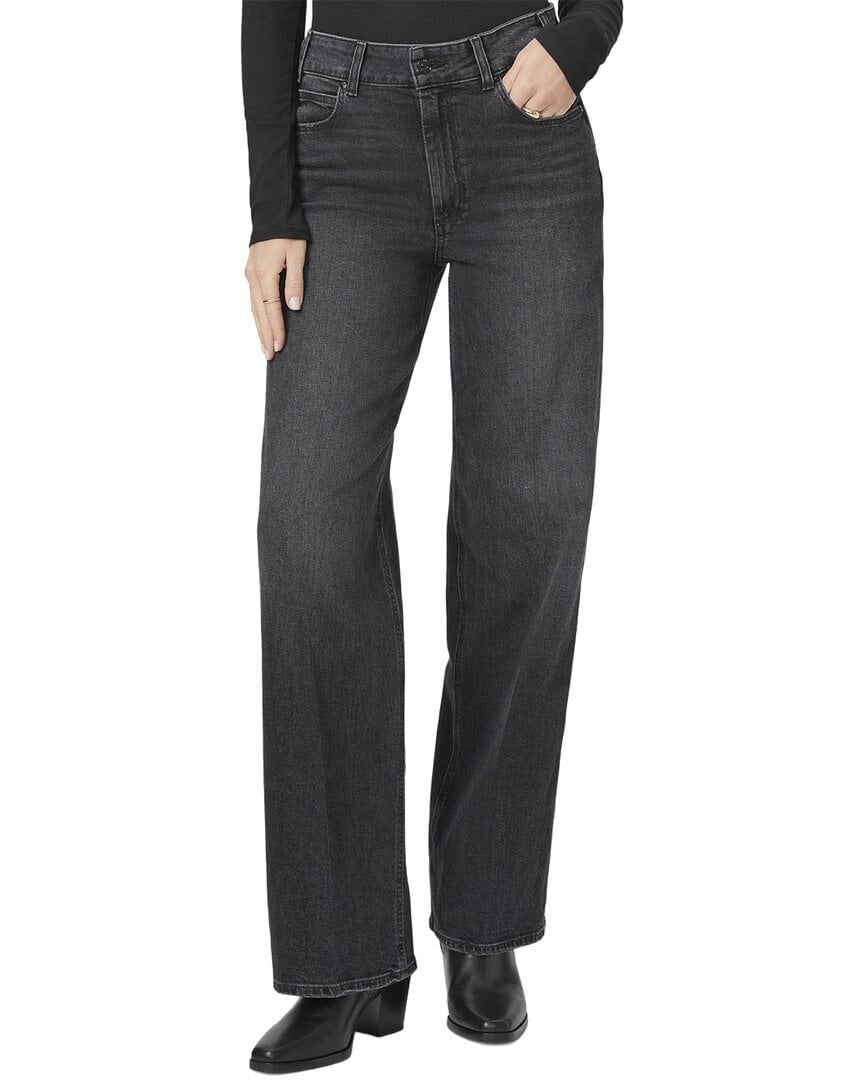 PAIGE womens Sasha Black Manta Distressed High Rise Column Straight Leg ...