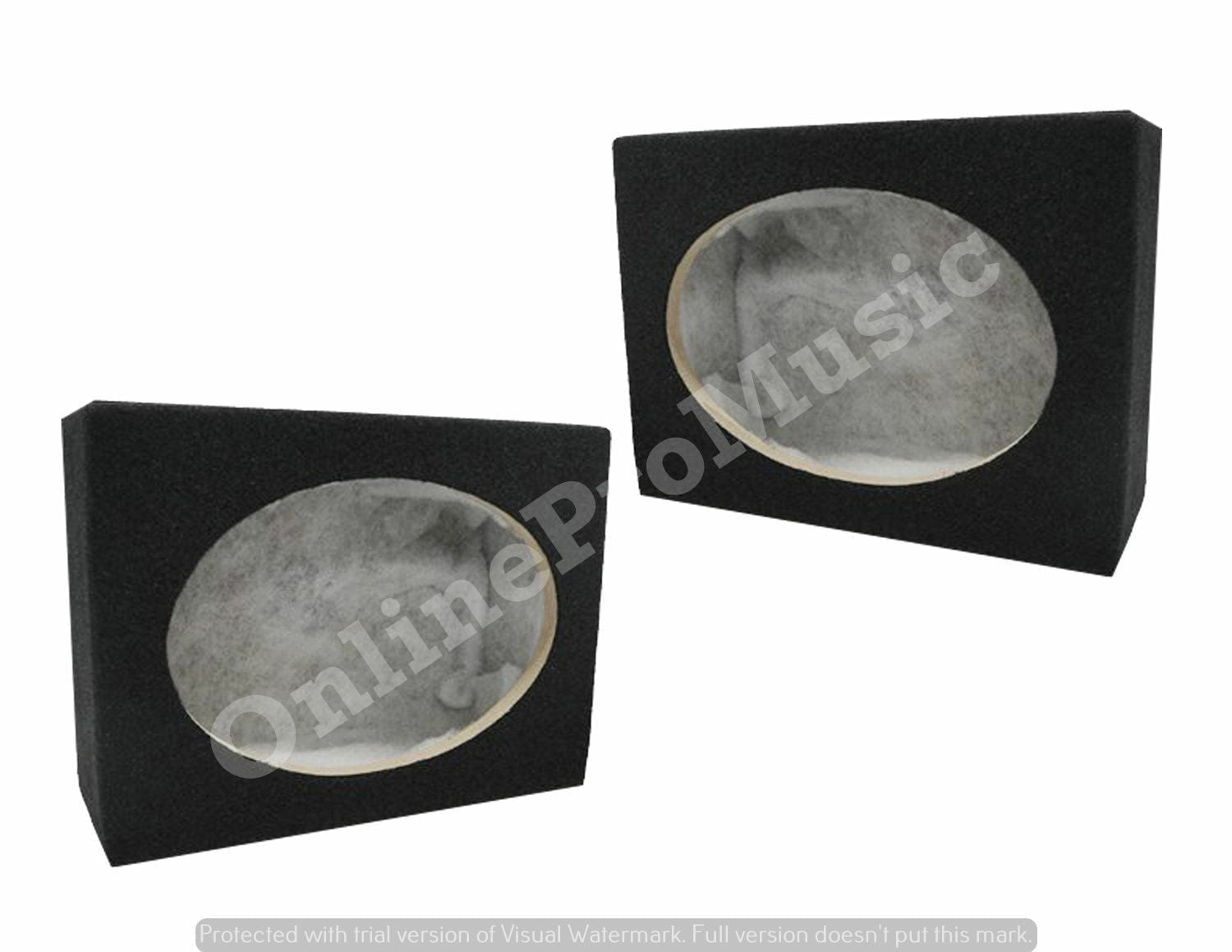 PAIR 6X9 SQUARE MDF SPEAKER BOX W/ BLACK Carpet & Terminal Cups. CAR ...