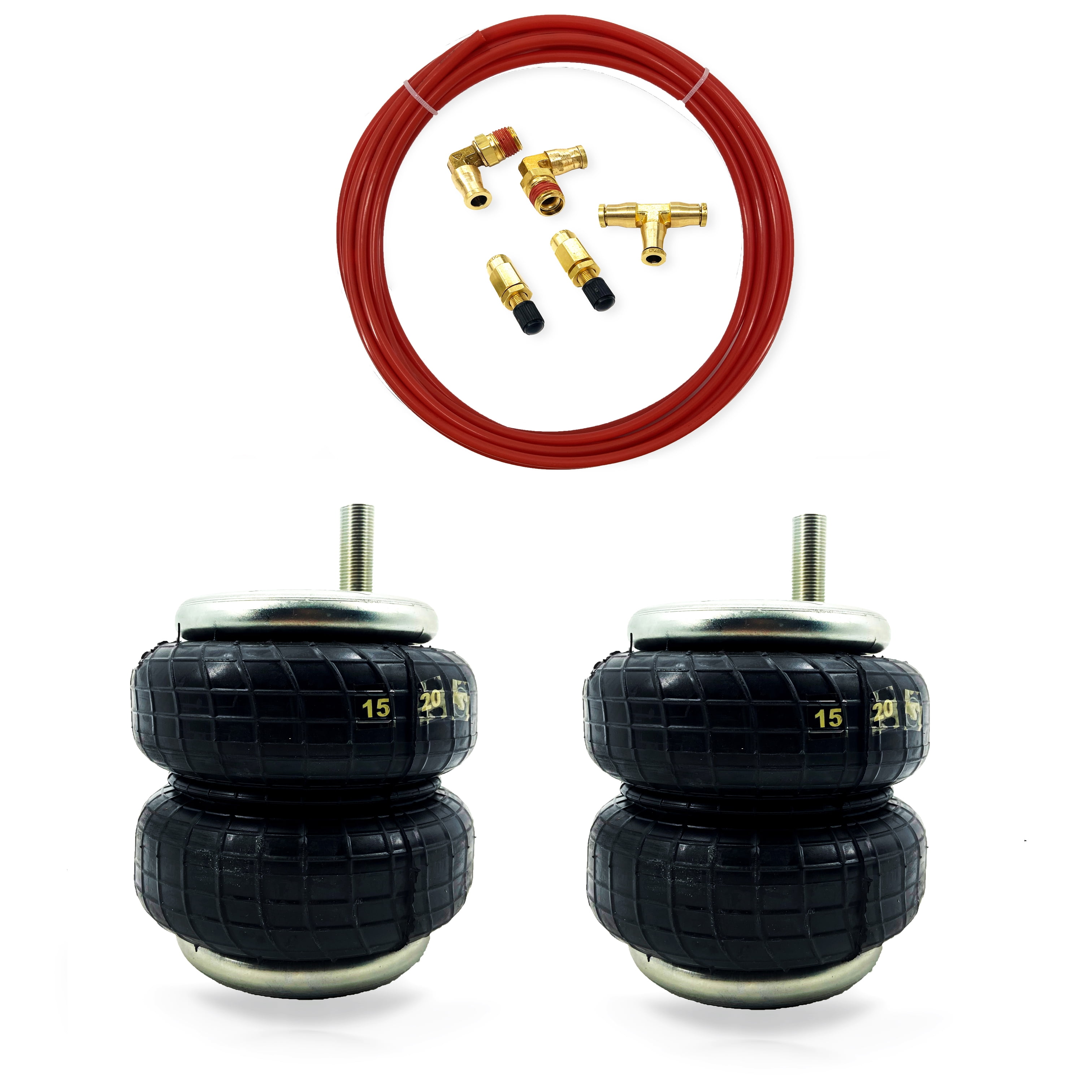 PAIR Air Spring Replace Firestone 6410 Kit 2445 1/8" NPT & Air Line ...