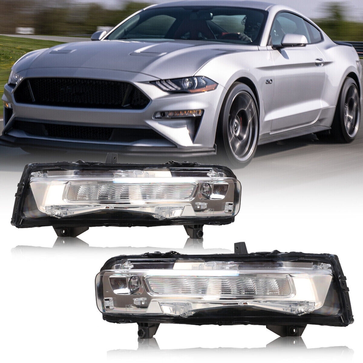 PAIR Fog Lights For 2018-2022 Ford Mustang LED DRL 18-22 Sequential ...