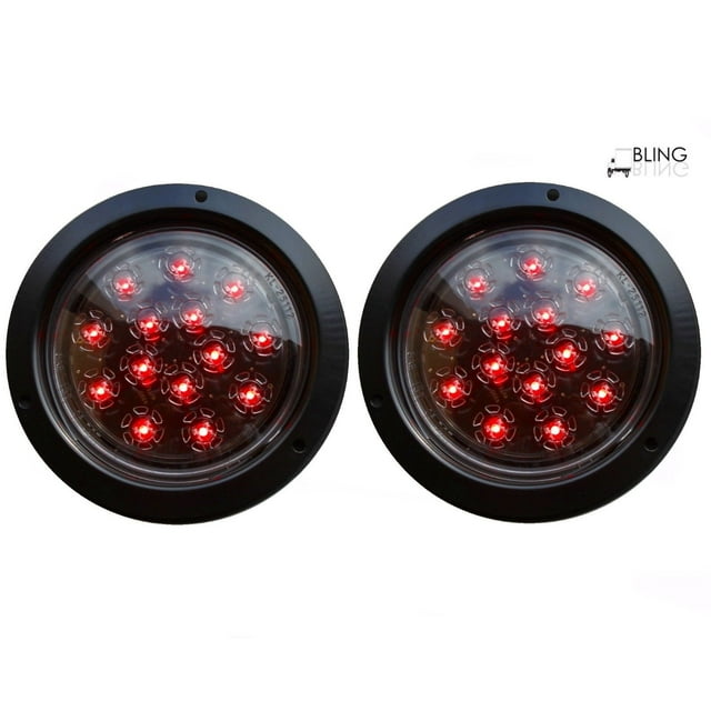 PAIR OF 2 LED FLUSHMOUNT STOP TURN TAIL LIGHT ROUND RED TRUCK TRAILER ...