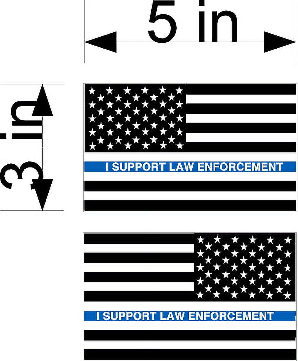 PAIR OF I SUPPORT LAW ENFORCEMENT POLICE BLUE LINE FLAG VINYL DECALS ...