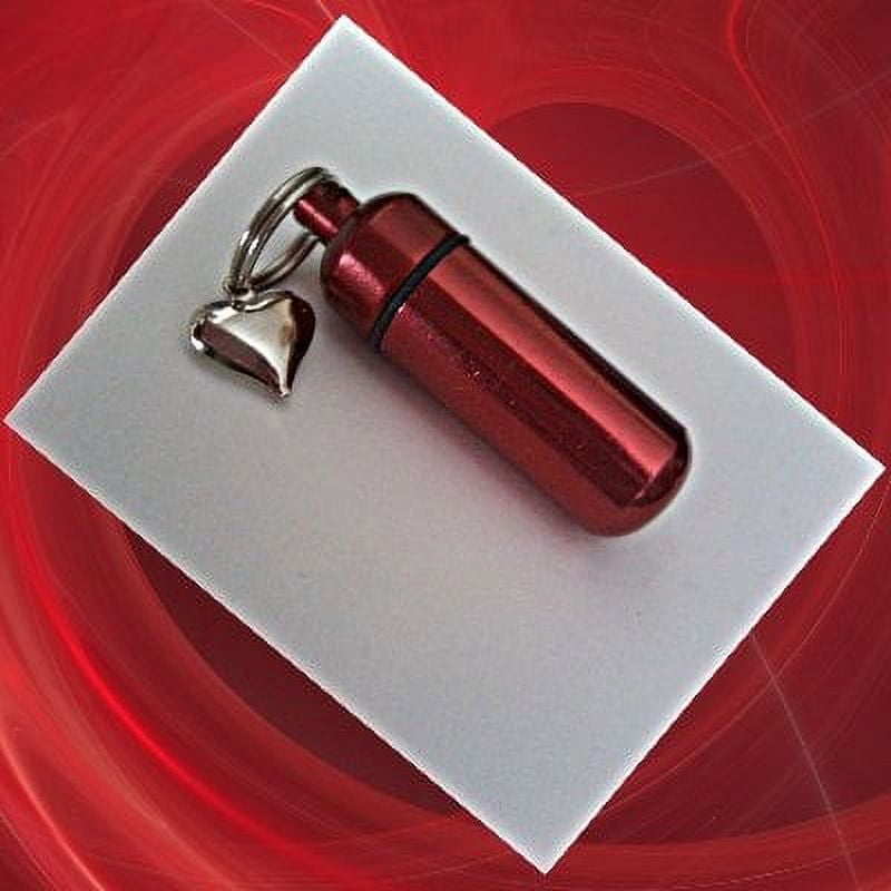 PAIR OF RED CREMATION URN Keepsake with Silver Heart - Includes Velvet ...