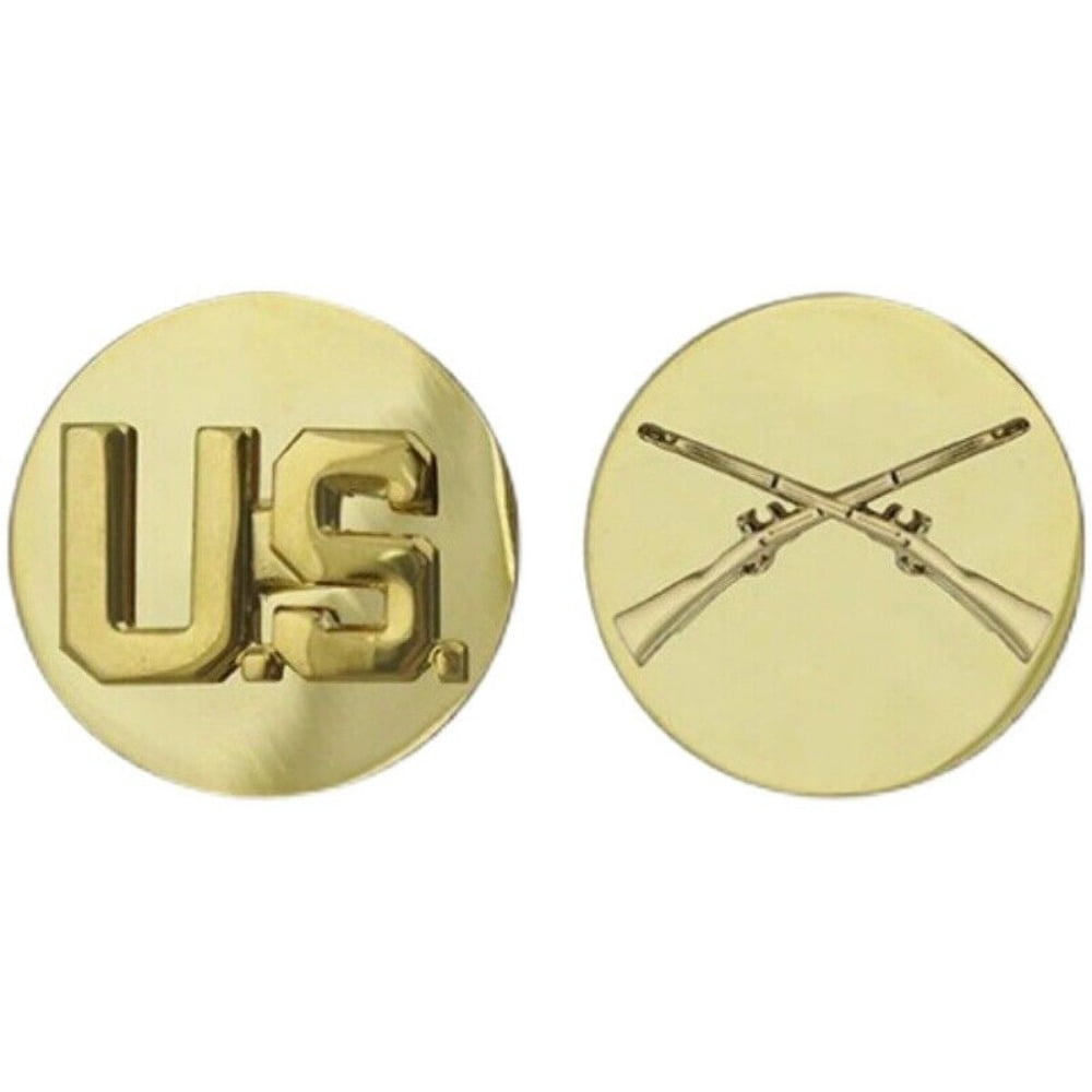 PAIR WW2 US Army Enlisted Infantry Collar Lapel Brass Insignia Pins ...