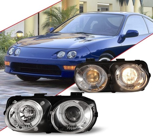 PAIR for 1998-2001 Acura Integra Headlights Halo Clear Bumper Projector ...