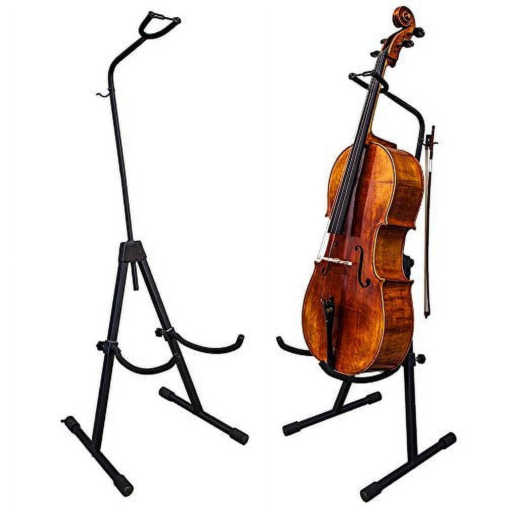 PAITITI Adjustable Foldable Stand for Cello with Hook for Bow - Black ...