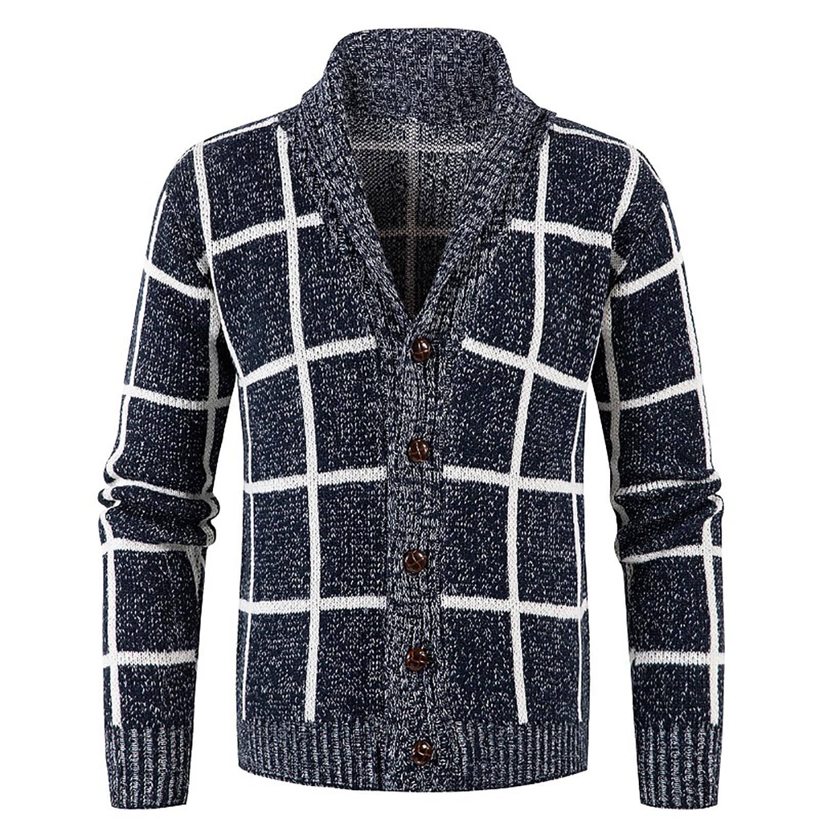 PAIWINDS Men's Shawl Collar Cardigans Big & Tall Boys Button Knit ...