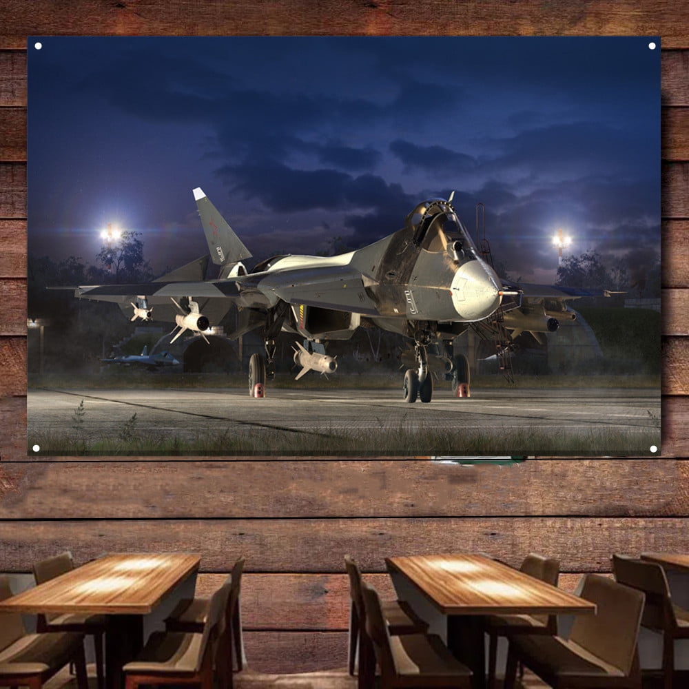 PAK FA Bomber Fighter Jet Banner Wall Art Canvas Banner - 38" x 57 ...