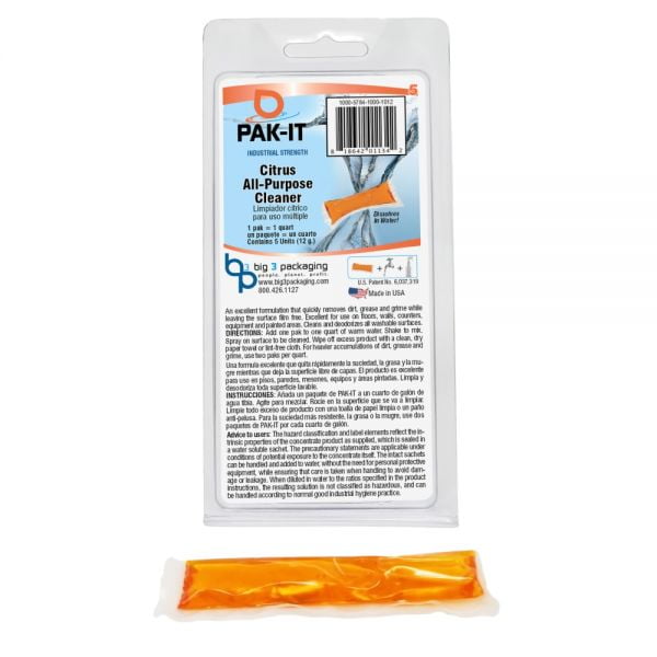PAK-IT All-Purpose Cleaner Packet, Citrus Scent, Pack Of 5 - Walmart.com