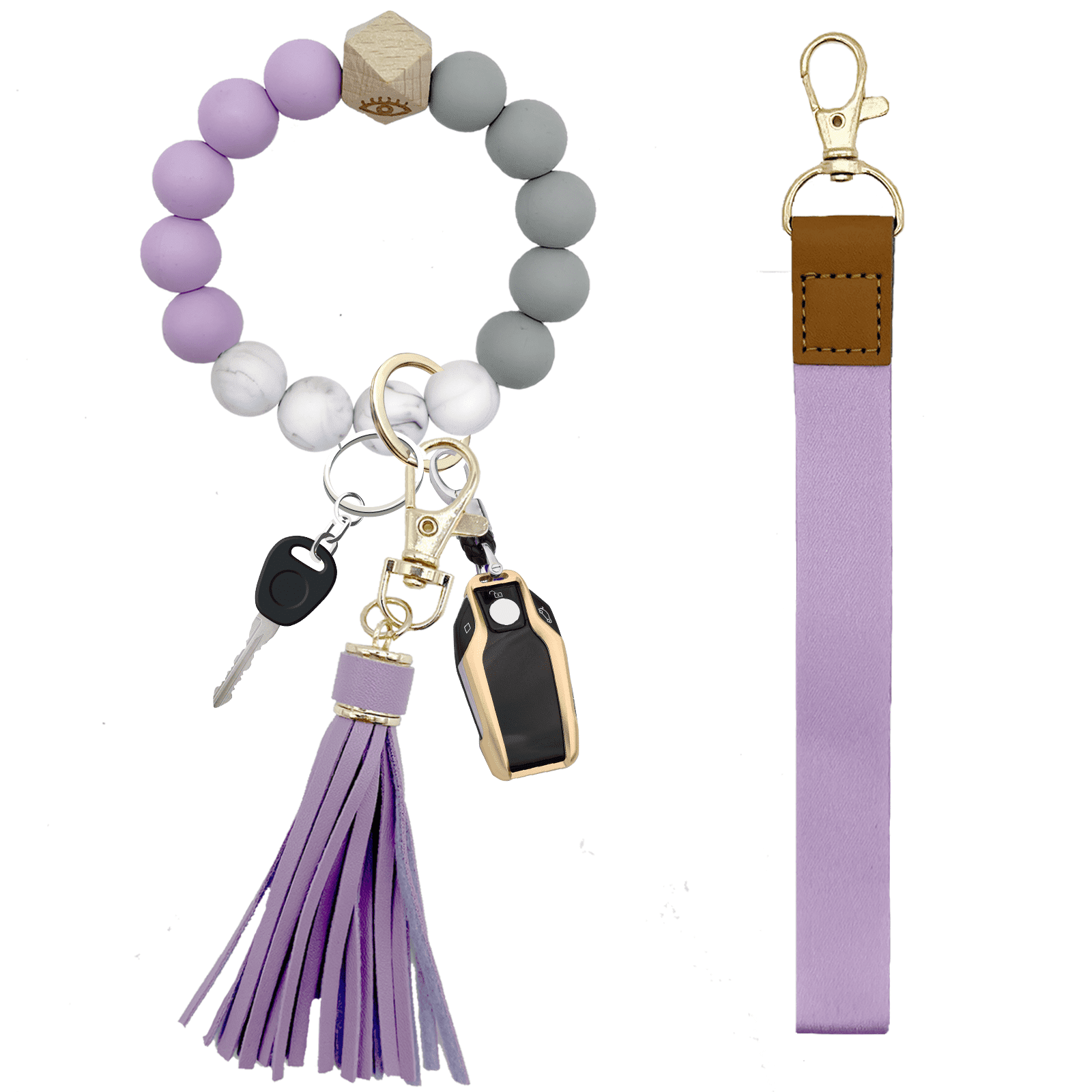 PAKASEBOXES Bracelet Wristlet Keychain Lanyard for Keys, Purple ...