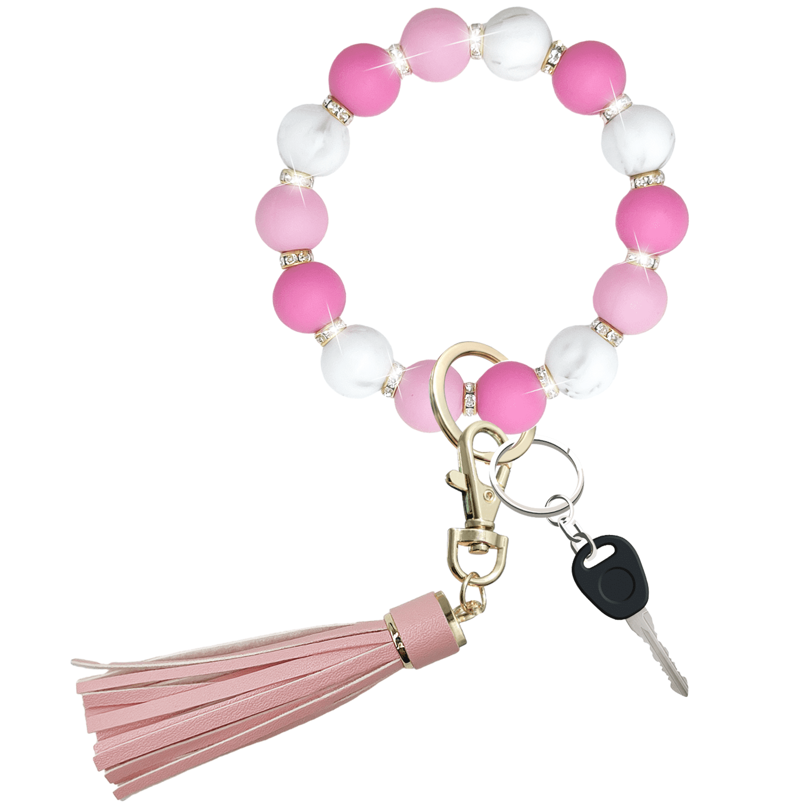 PAKASEBOXES Keychain Bracelet Wristlet with Rhinestones, Silicone ...