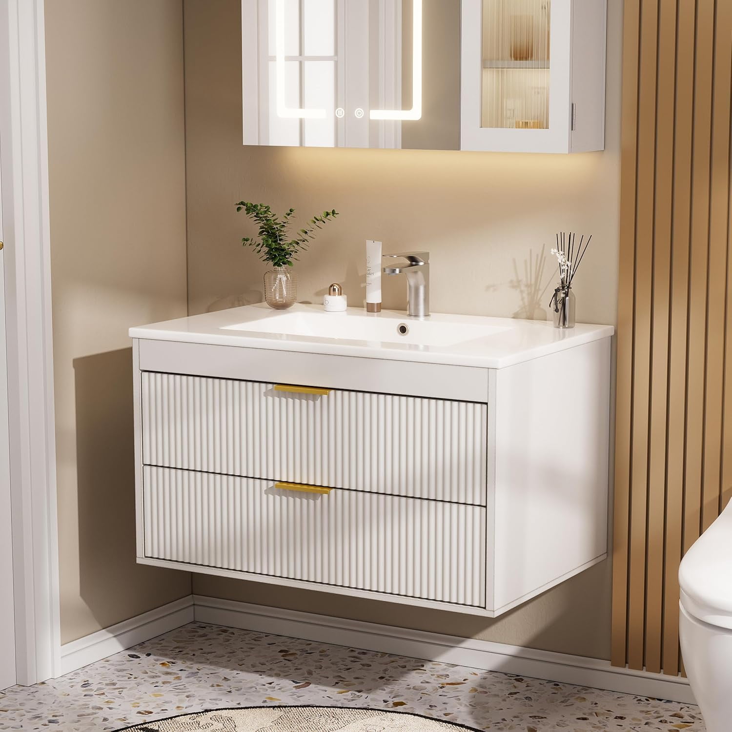 PAKASEPT 30'' Floating Bathroom Vanities with Sink, Wall Mounted ...