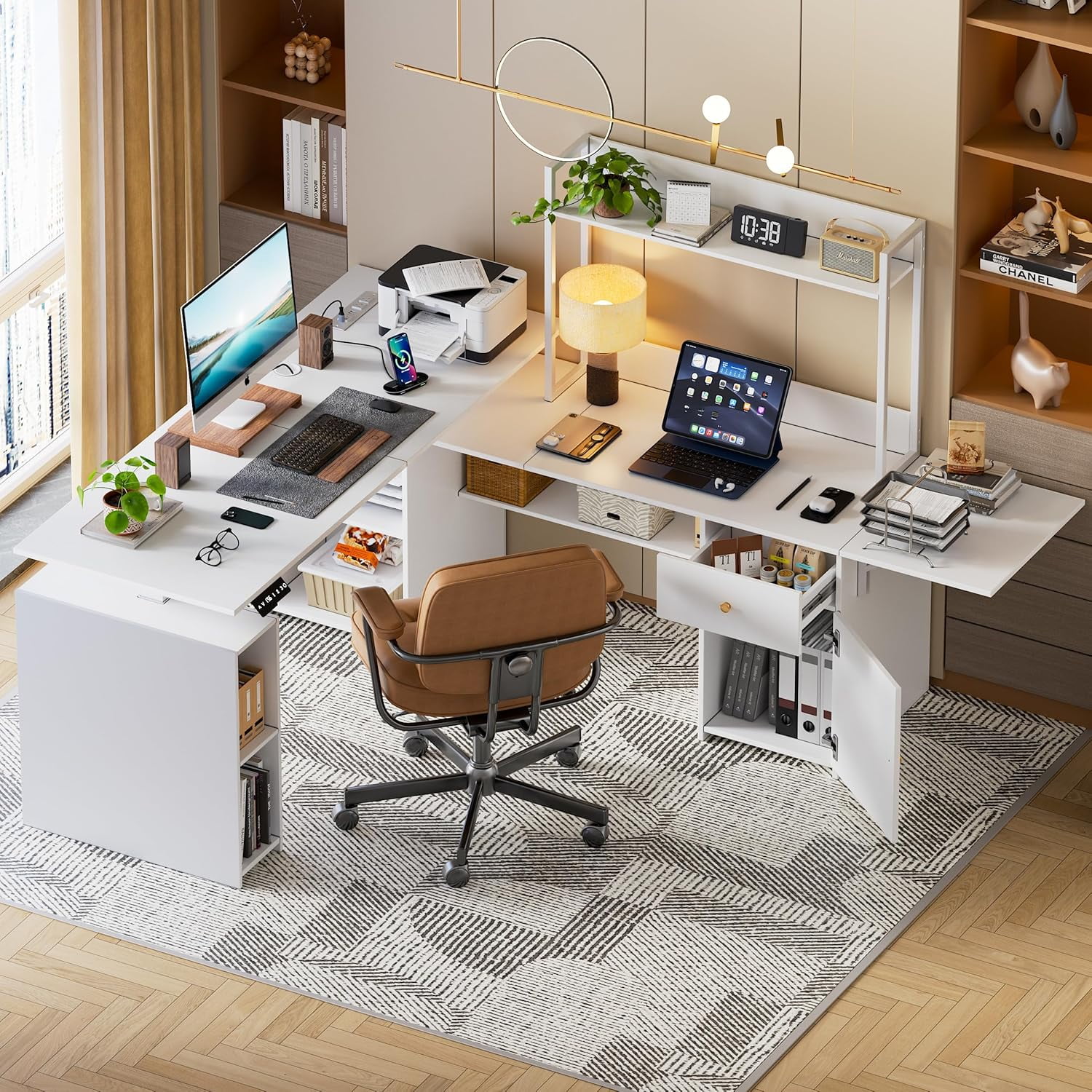 PAKASEPT 63'' L Shaped Electric Standing Desk, Height Adjustable Stand ...