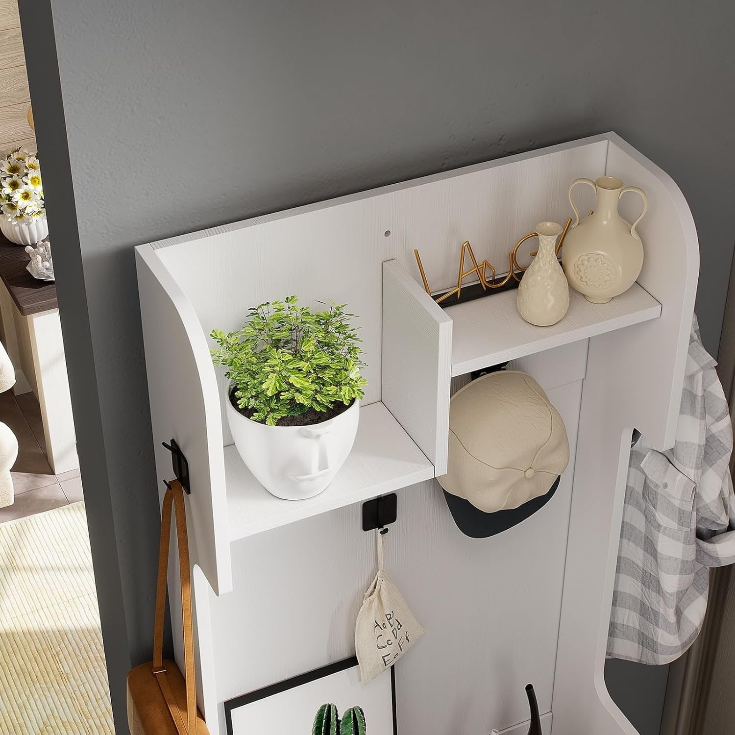 PAKASEPT Hall Tree 22" Wide Farmhouse Entryway Bench with Coat Rack ...