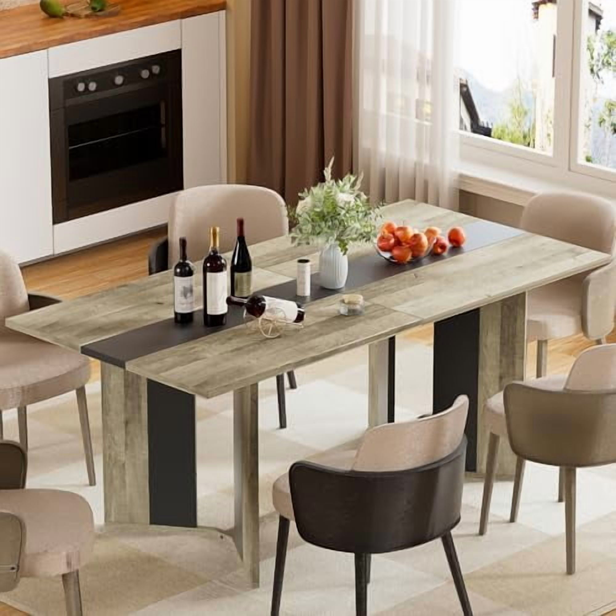 PAKASEPT Modern Dining Table for 6 People,71'' Large Rectangular ...