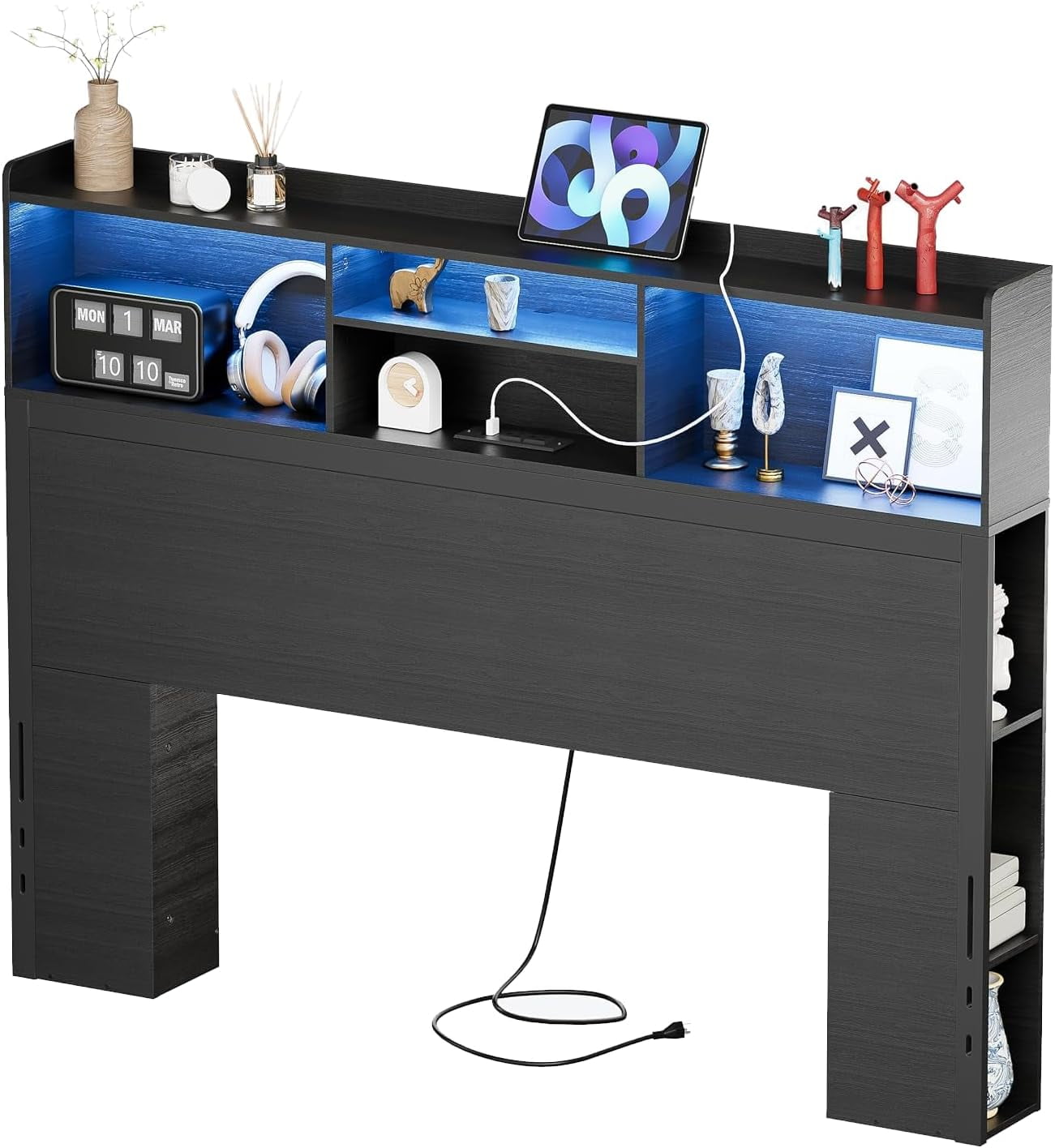 PAKASEPT Queen/Full Headboard Only for Bedroom, Stylish Bookcase ...