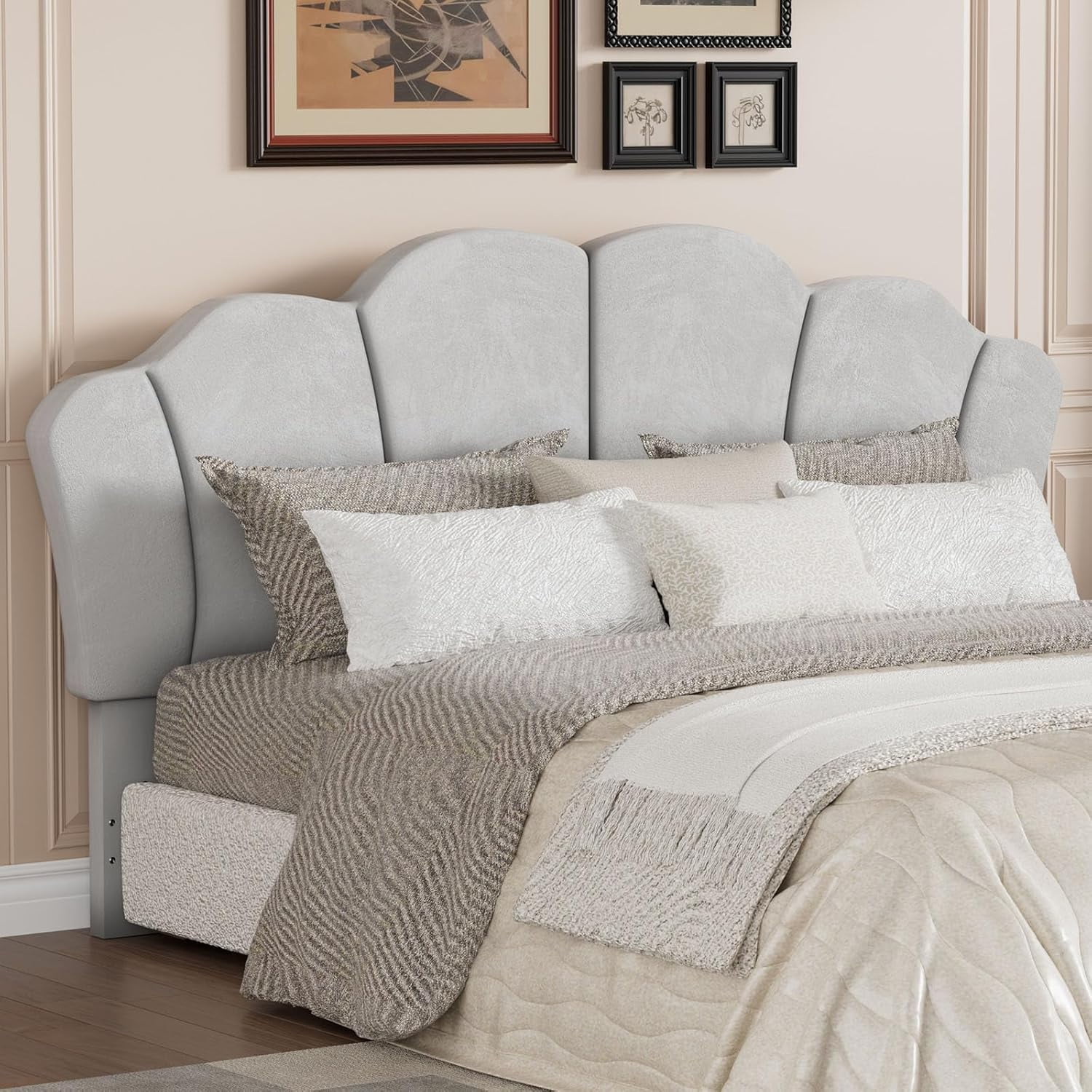 PAKASEPT Upholstered King Size Headboard, Headboards with Curved Tufted ...
