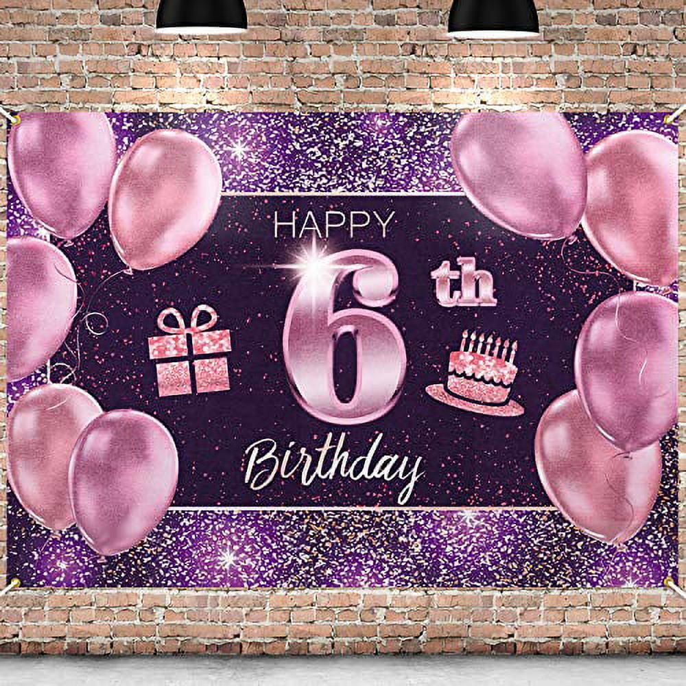 PAKBOOM Happy 6th Birthday Banner Backdrop - 6 Birthday Party ...