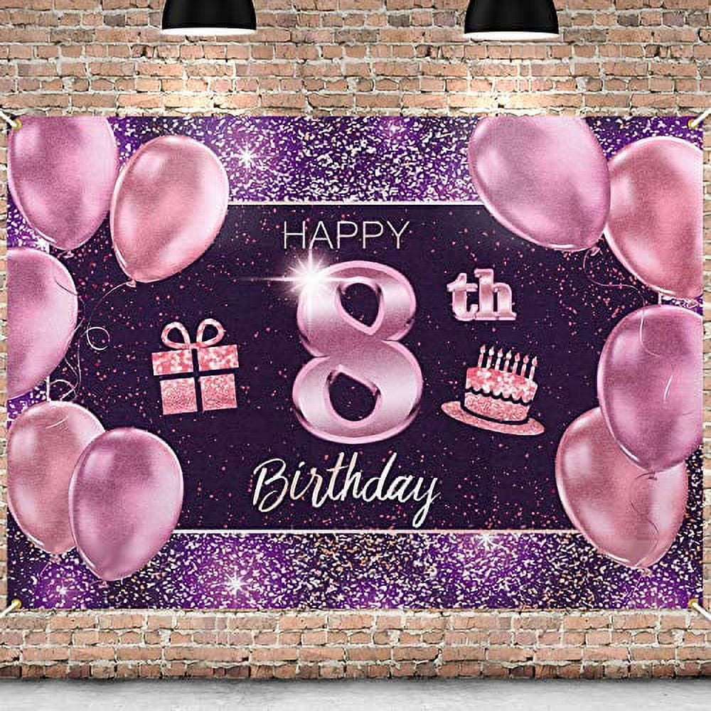 PAKBOOM Happy 8th Birthday Banner Backdrop - 8 Birthday Party ...