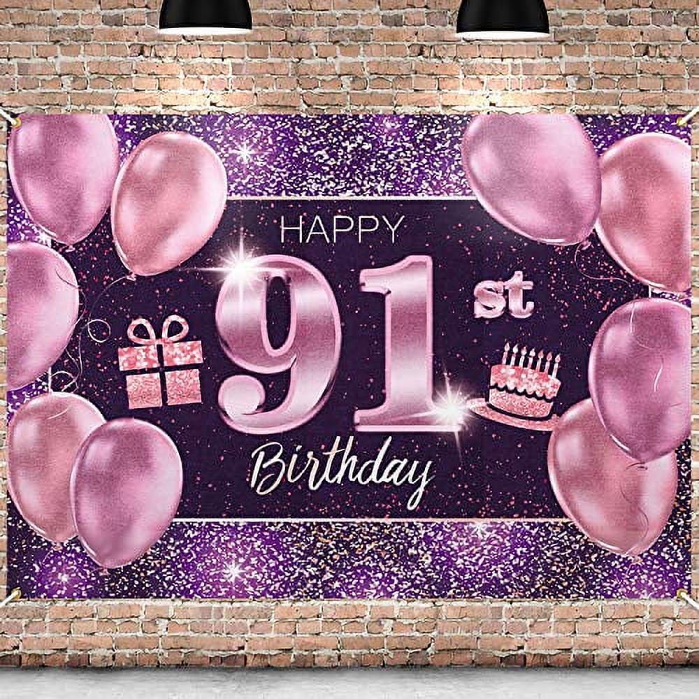 PAKBOOM Happy 91st Birthday Banner Backdrop - 91 Birthday Party ...