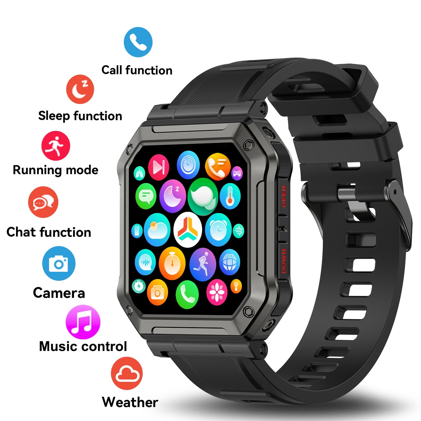 PAKRYS 1.91" Smart Watch with Text and Call(Answer/Dial), Rugged ...