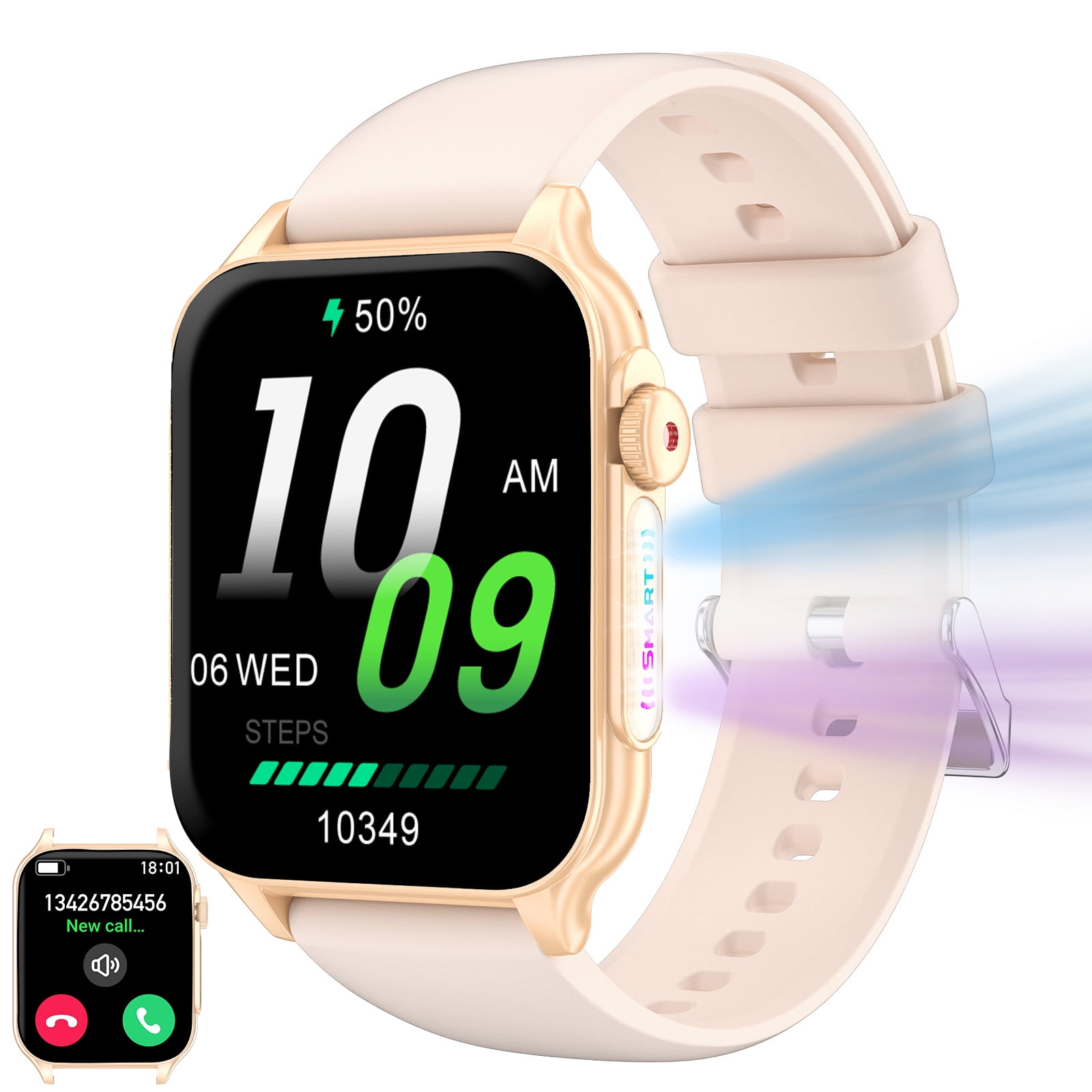 PAKRYS 1.96" LED Flashlight Smart Watch with 100+ Sports Modes Compatible with iOS and Android ...