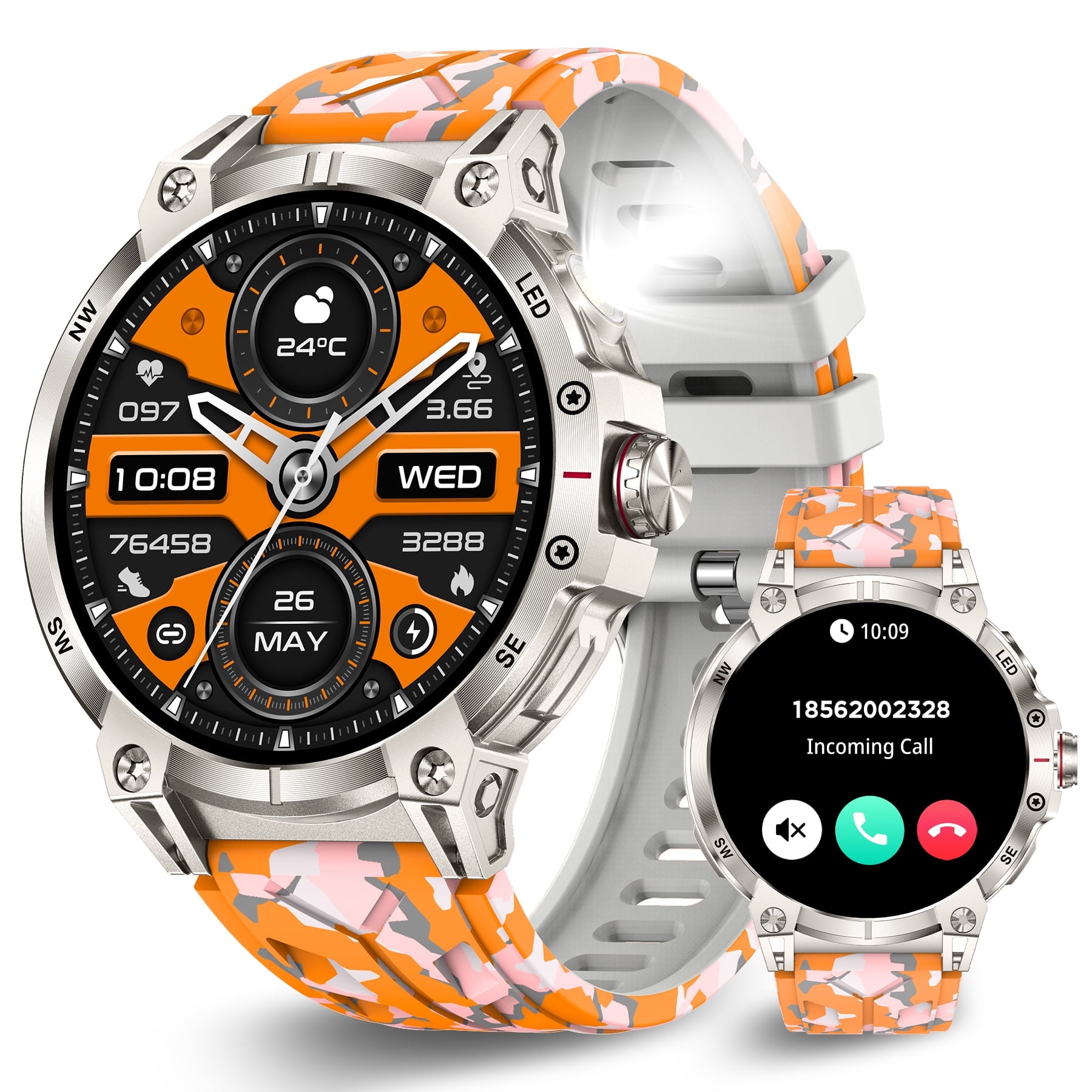 PAKRYS KC89 1.85'' HD 760mAh Battery Smart Watch for Men with LED ...