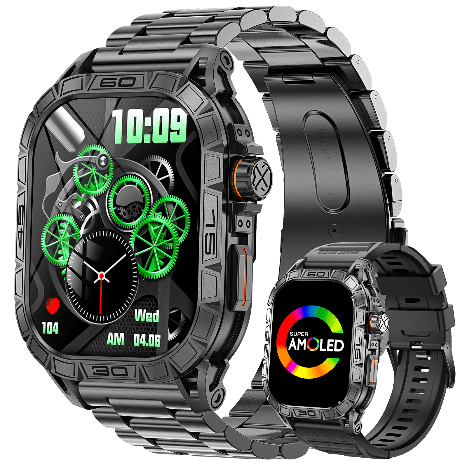 PAKRYS Smart Watches for Men with Compass, 1.96" AMOLED Big Screen ...