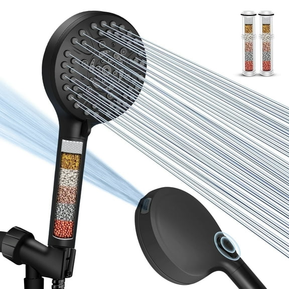 Filtered Shower Head with Handheld, High Pressure 9 Spray Mode Brushed ...