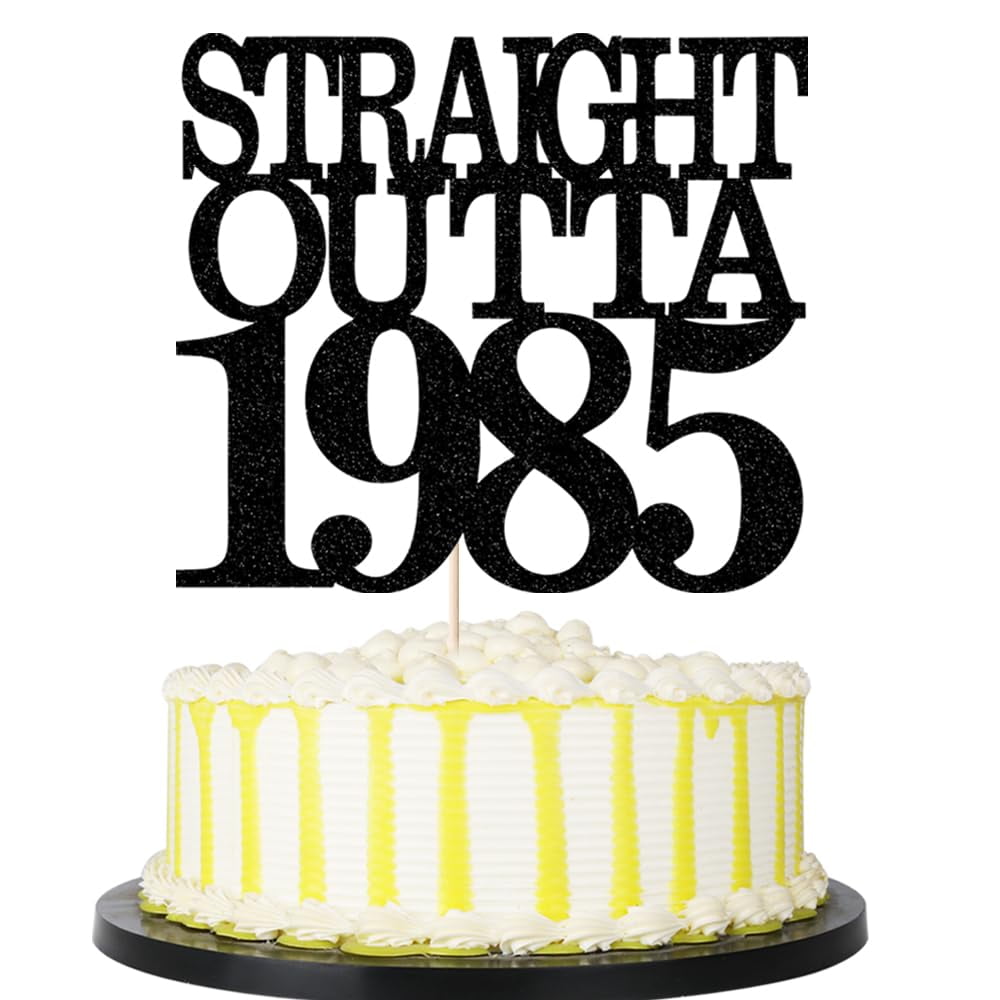 PALASASA Double sided TWE5 Glittery Straight Outta 1985 Cake Topper ...