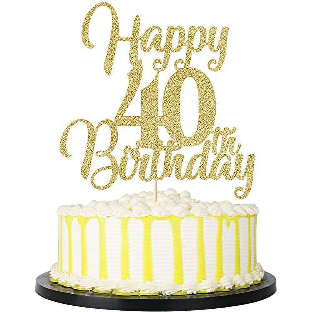 PALASASA Gold Happy 40th Birthday Cake Topper - 40th Anniversary Cake ...