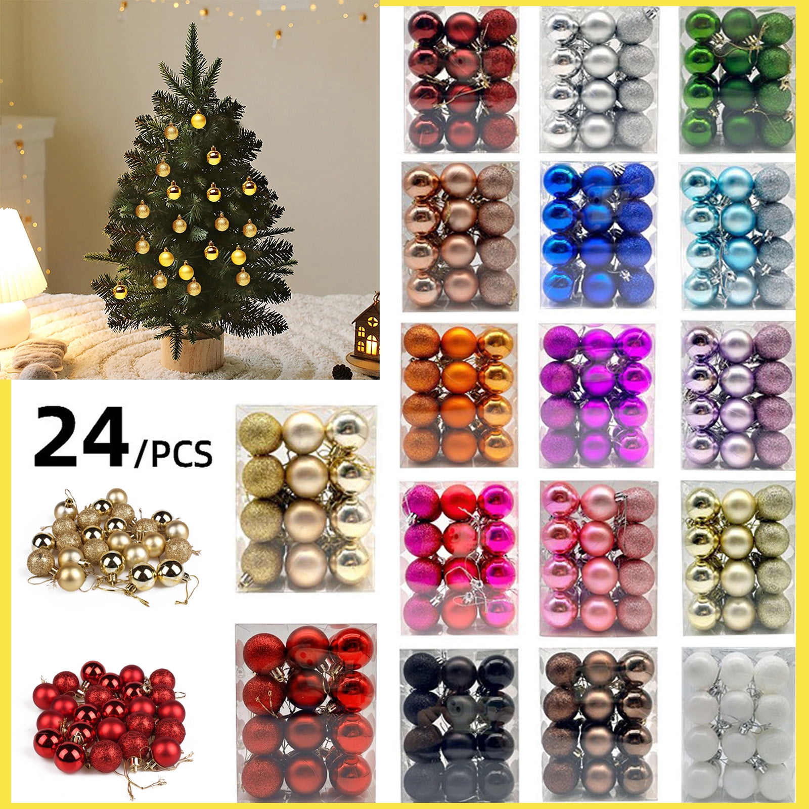PALIFEUR 24 Pcs Christmas Balls Ornament, Hanging Christmas Ball for ...