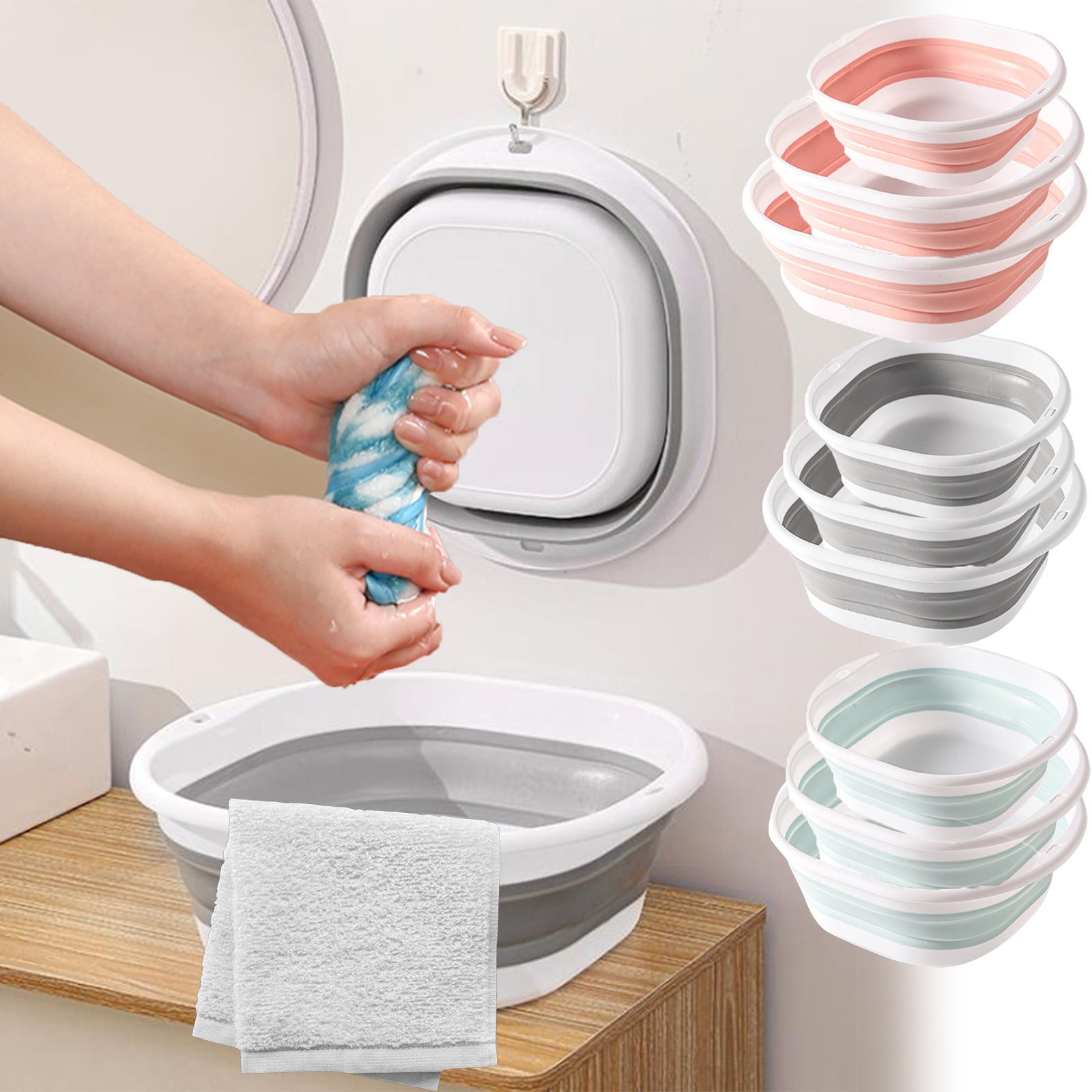 PALIFEUR 3pcs Collapsible Bucket Multifuntion Plastic Dish Basin, Foot ...